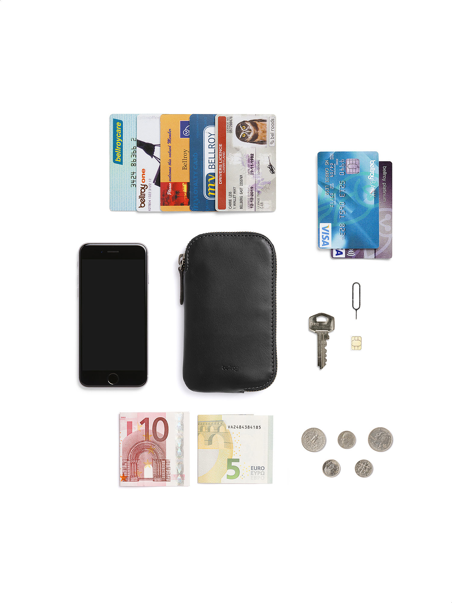 Bellroy Phone Pocket in Black leather
