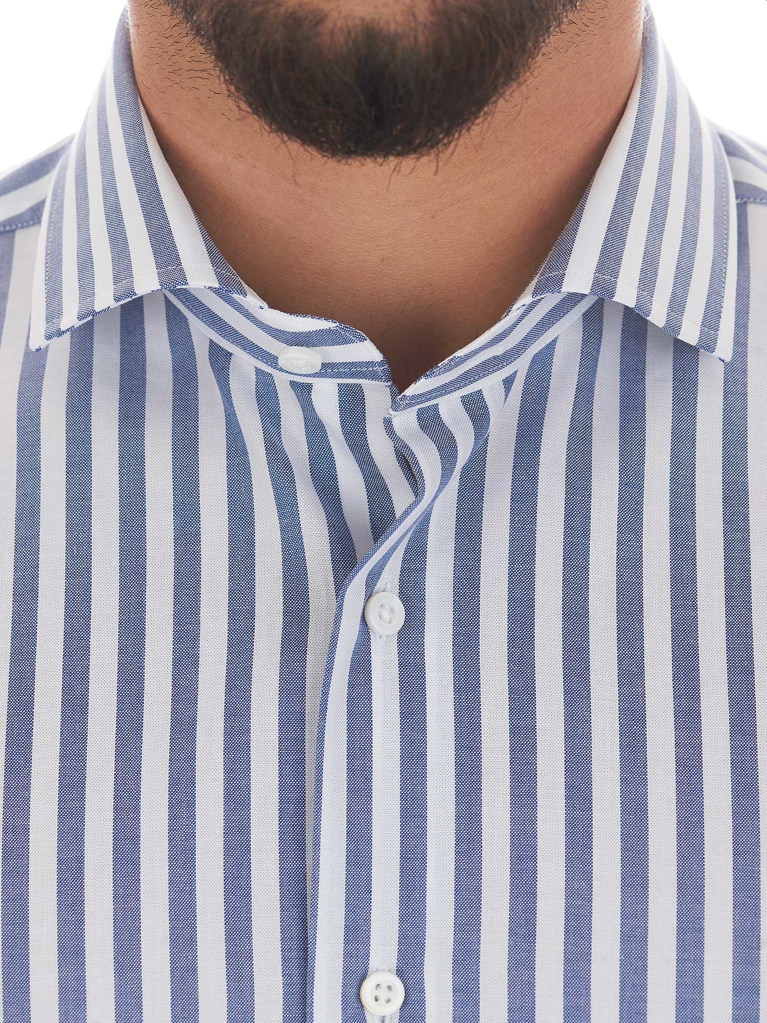 DelSiena shirt with wide white and blue stripes