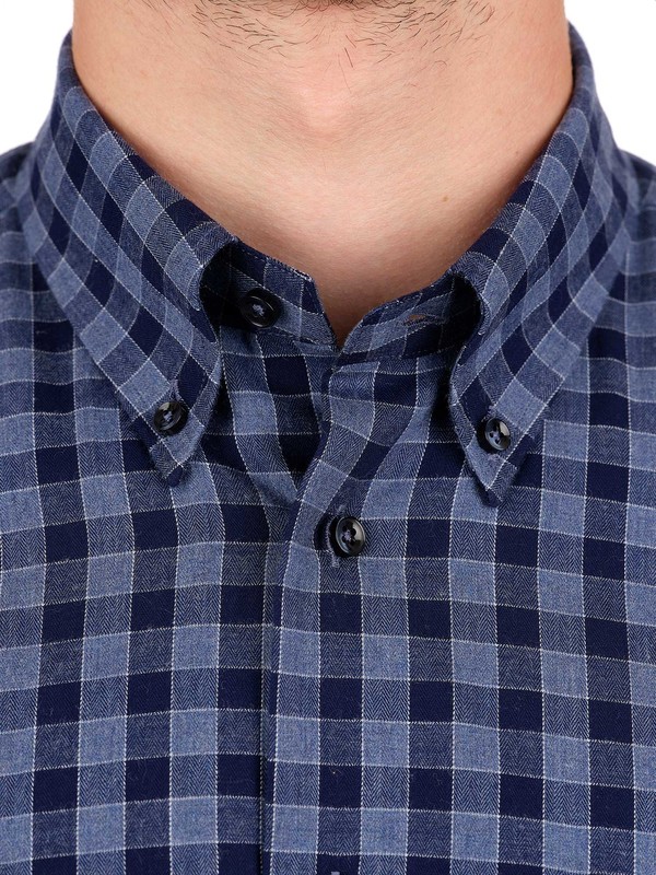 Blue Checked Flannel Shirt - Marcus