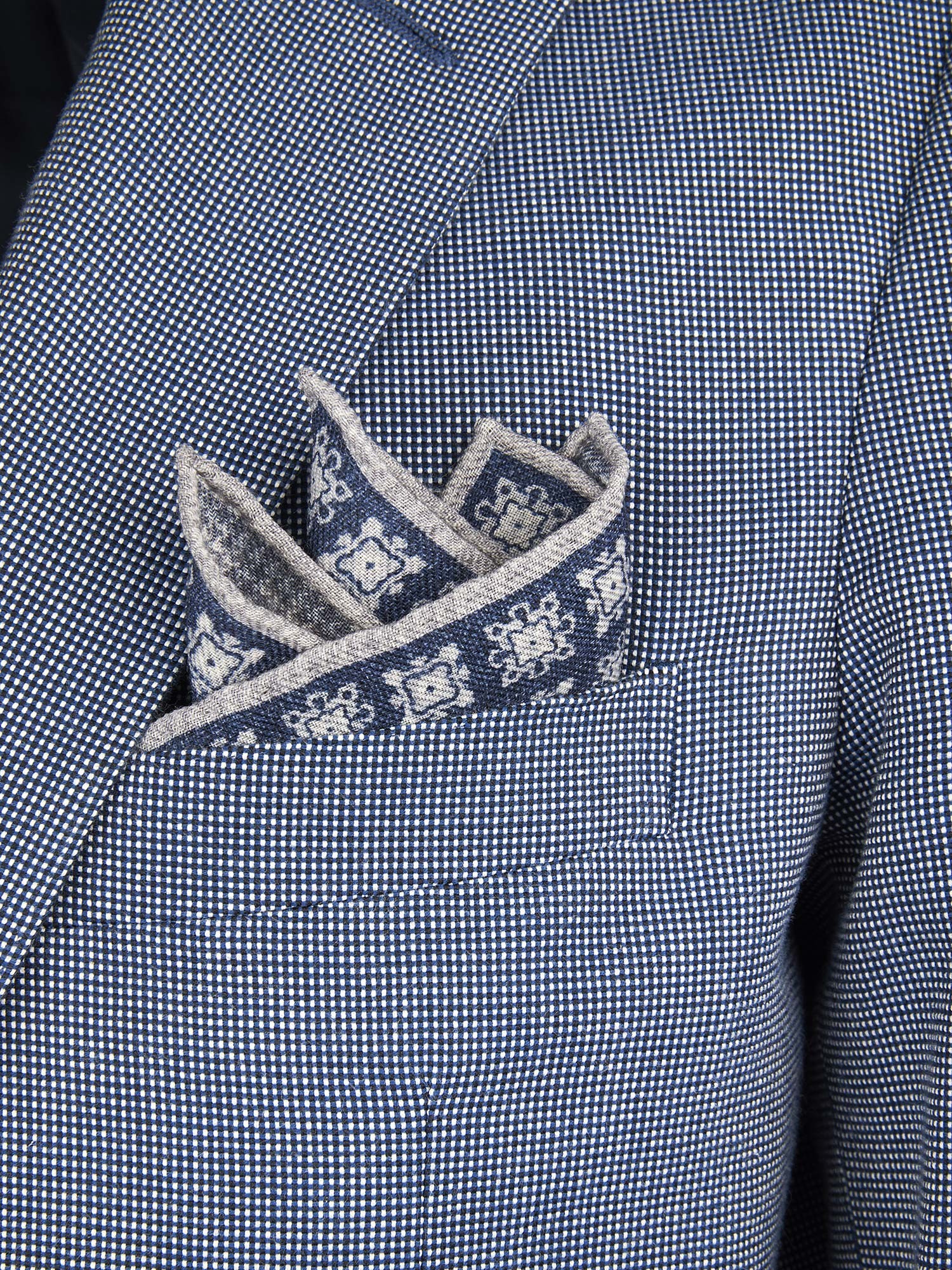 Blue wool pocket handkerchief with double pattern Rosi Collection Made ...