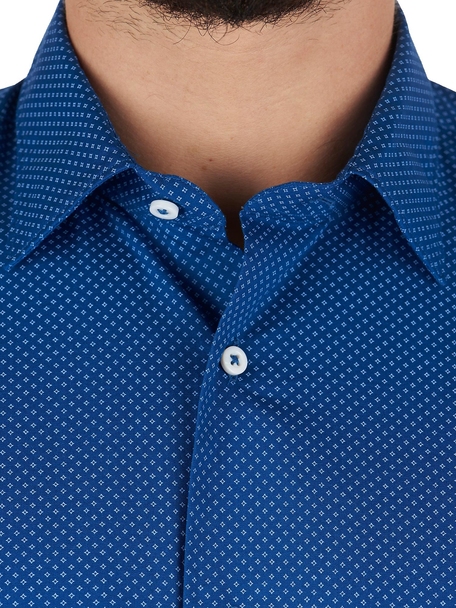 Blue printed shirt with Italian collar - Delsiena