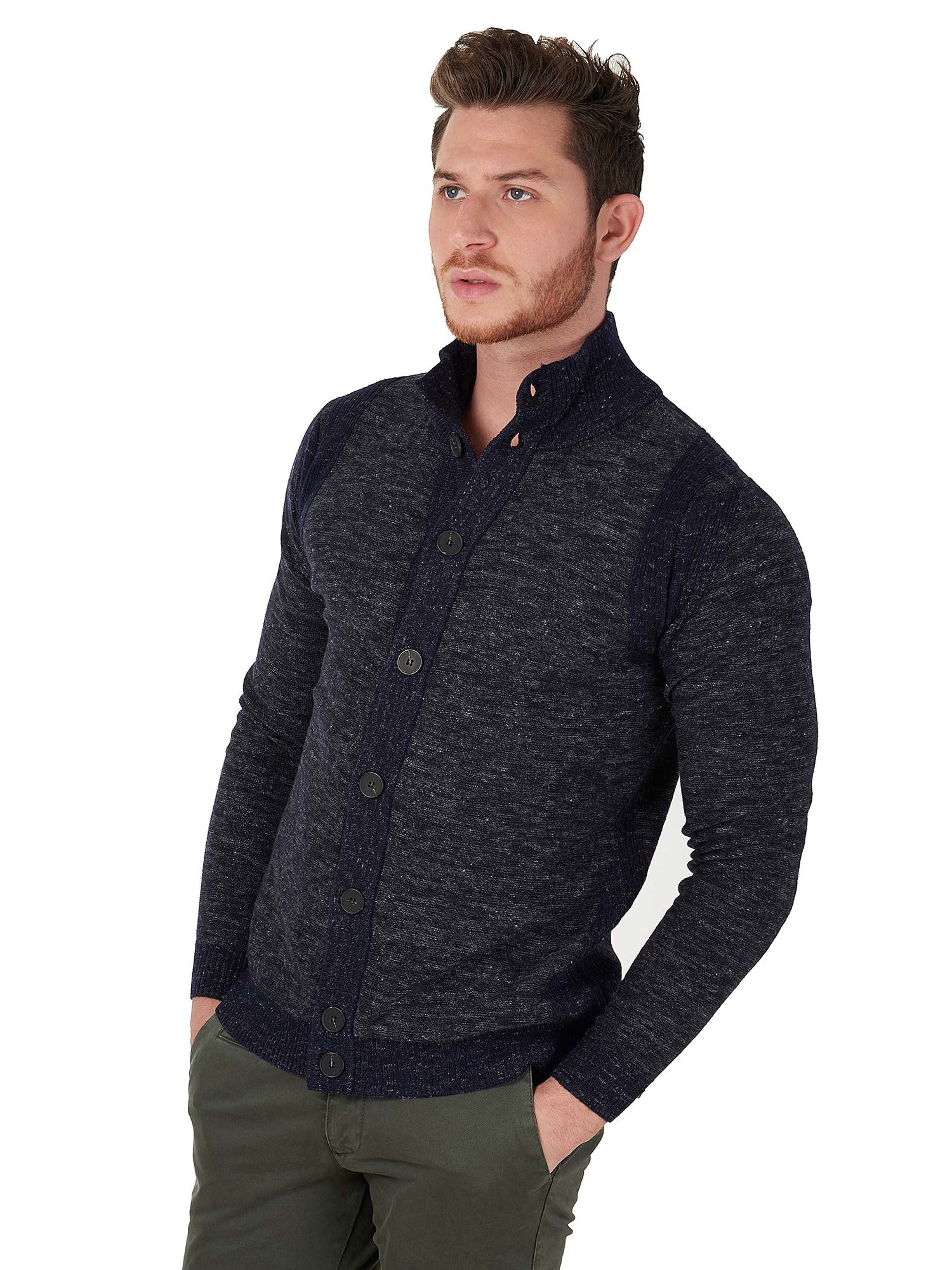 Blue knitted cardigan for men cashmere blend +39 Masq