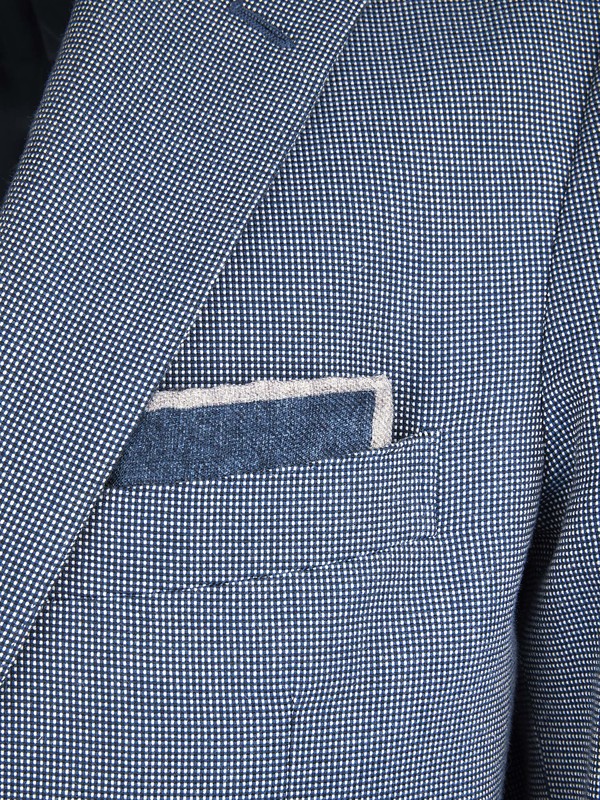 Blue pocket handkerchief of wool Rosi Collection Made in Italy