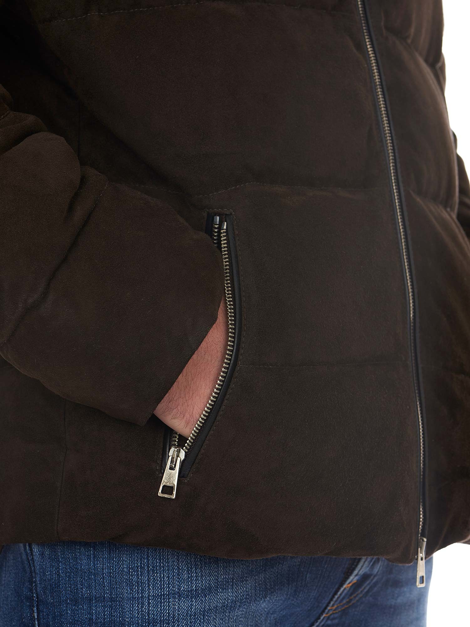STRA - Short brown suede down jacket