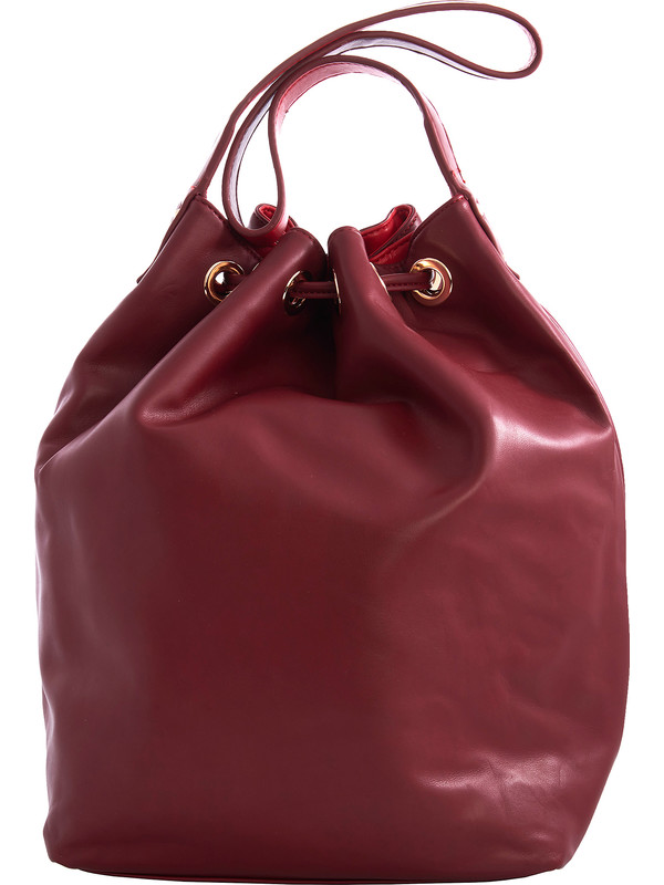 Mia Bag bucket bag in burgundy faux leather with studs