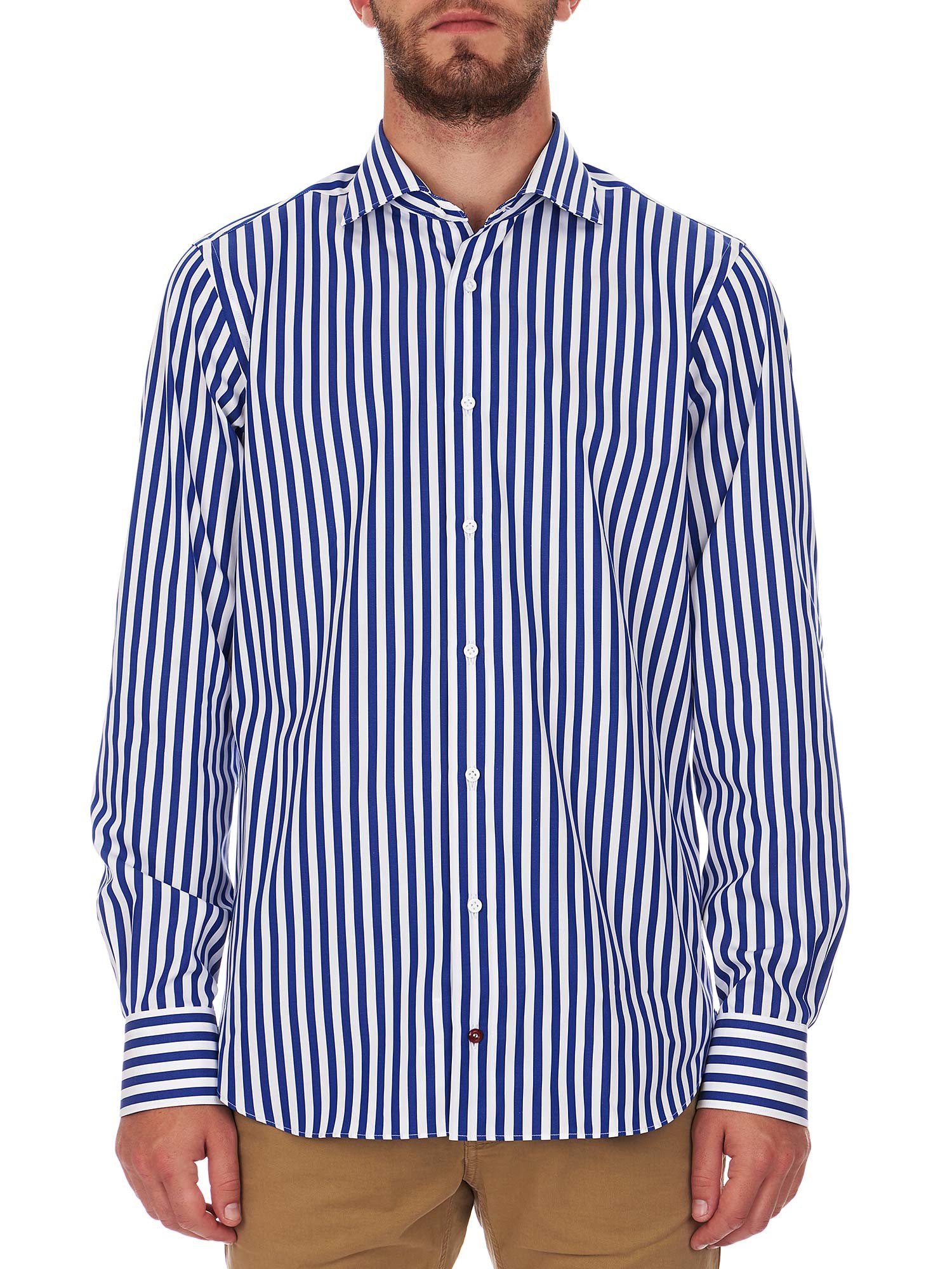 Càrrel camicia a righe larghe blu e bianca