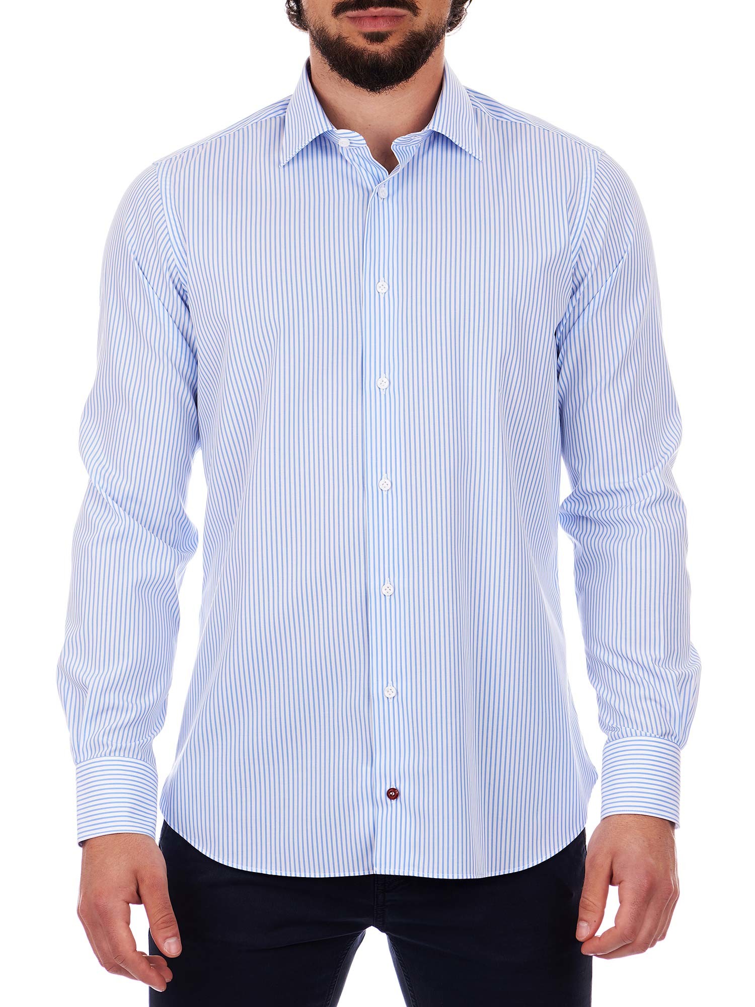 Camicia Càrrel a righe celeste "Easy Care"