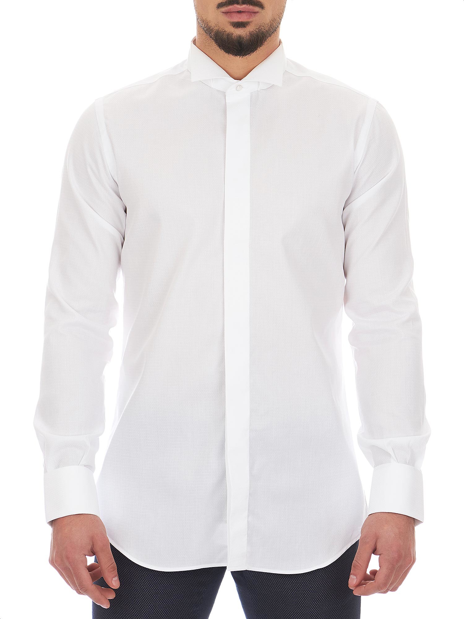 Camicia cerimonia bianca con collo diplomatico - Del Siena