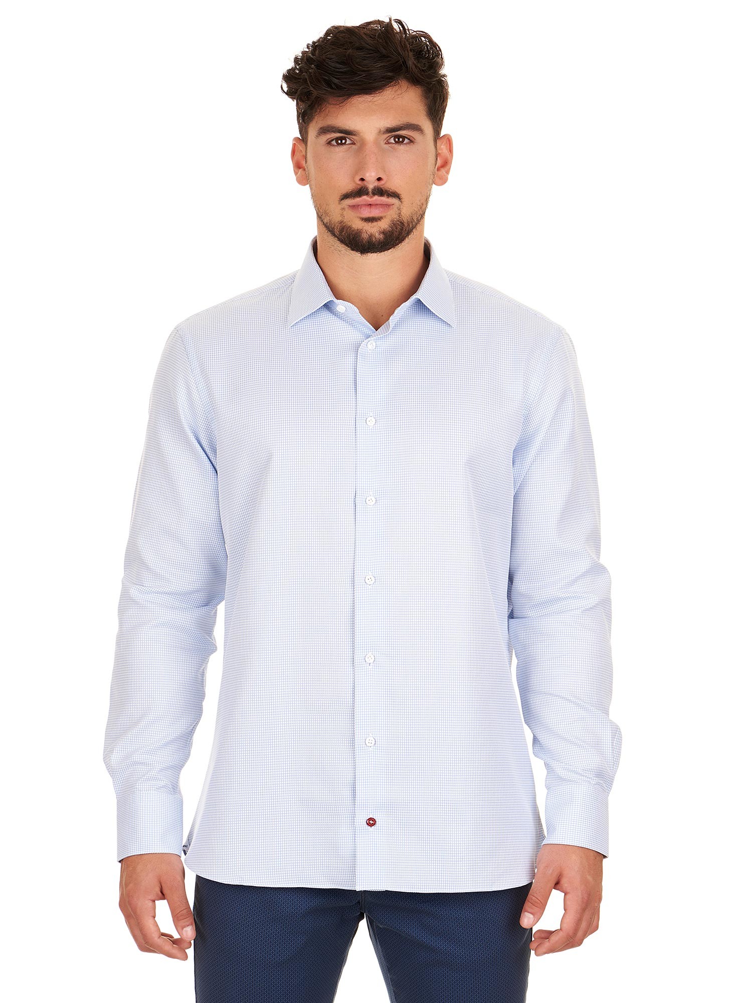 Càrrel camicia celeste comfort fit collo italiano