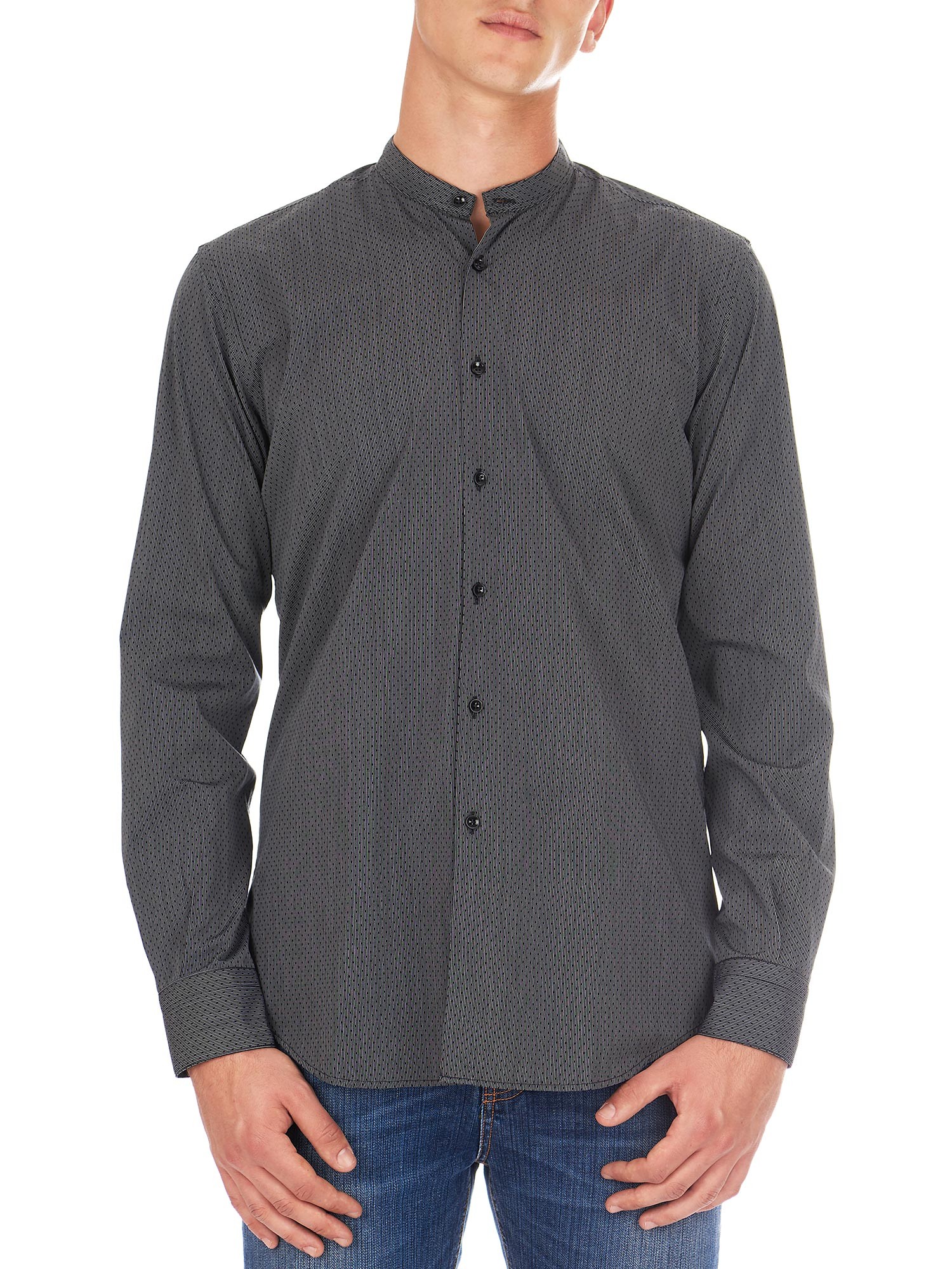 Camicia coreana nera maniche lunghe - Marcus