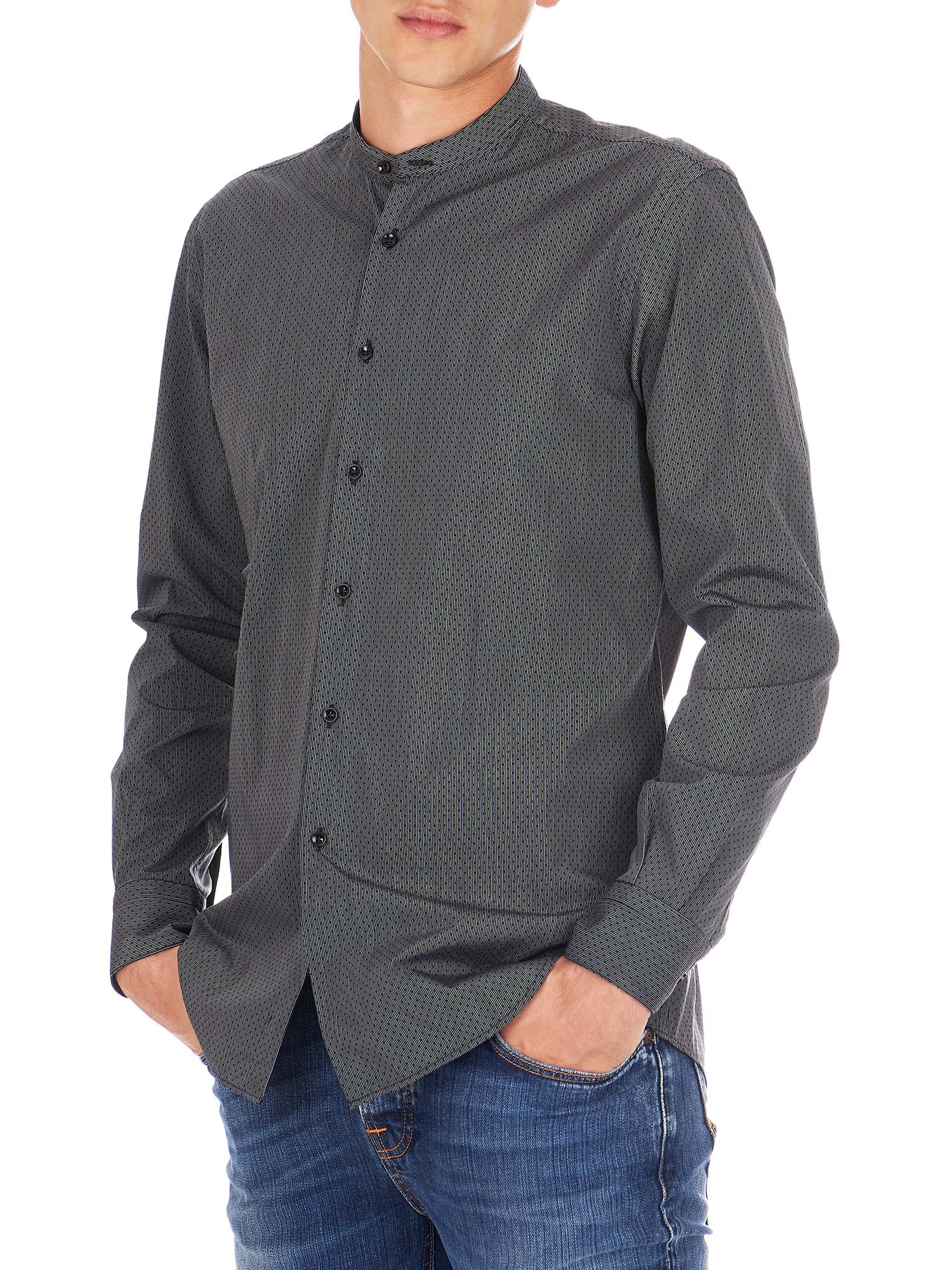 Camicia coreana nera maniche lunghe - Marcus