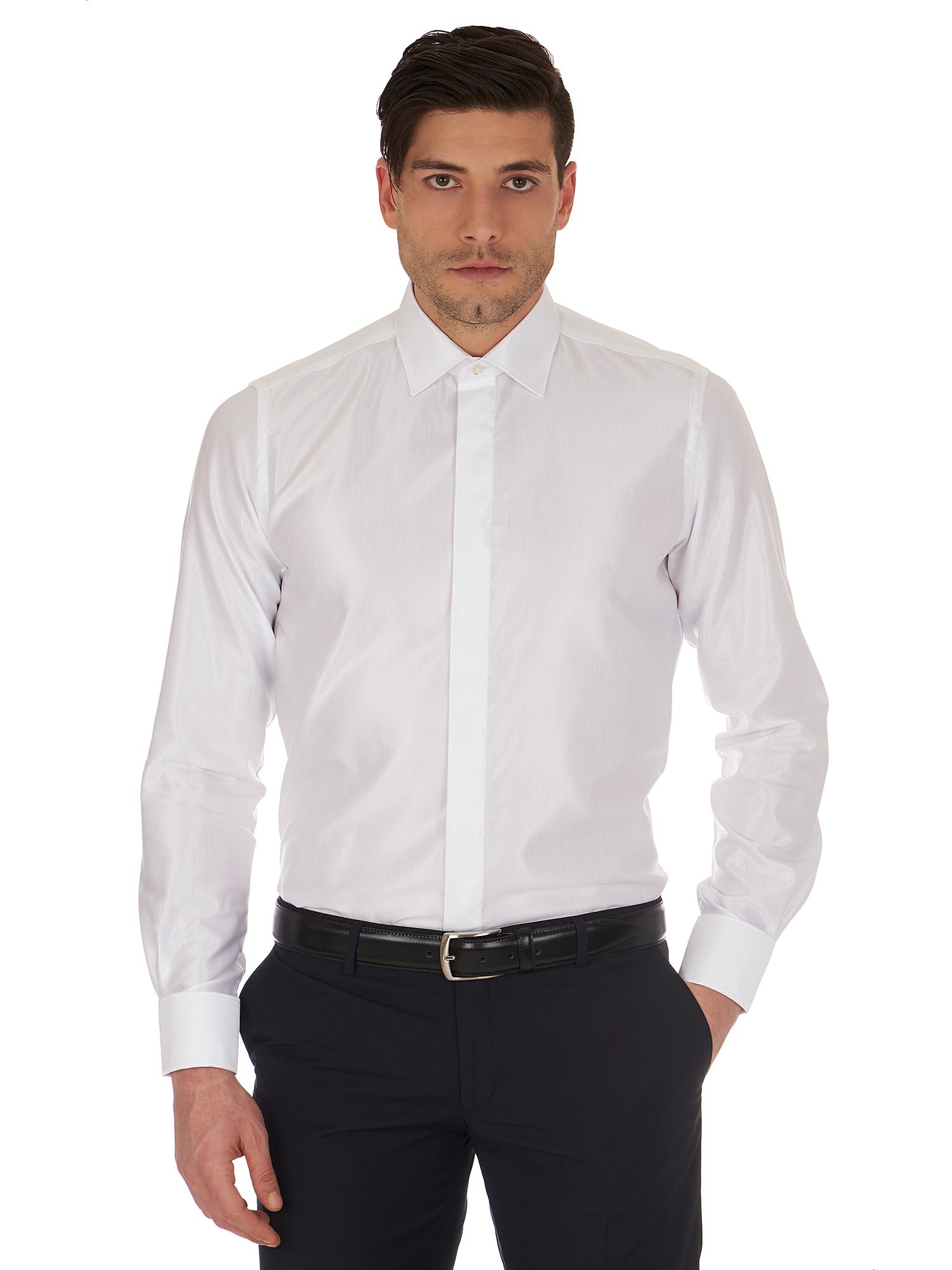 Camicia Càrrel da cerimonia tessuto di raso diagonale