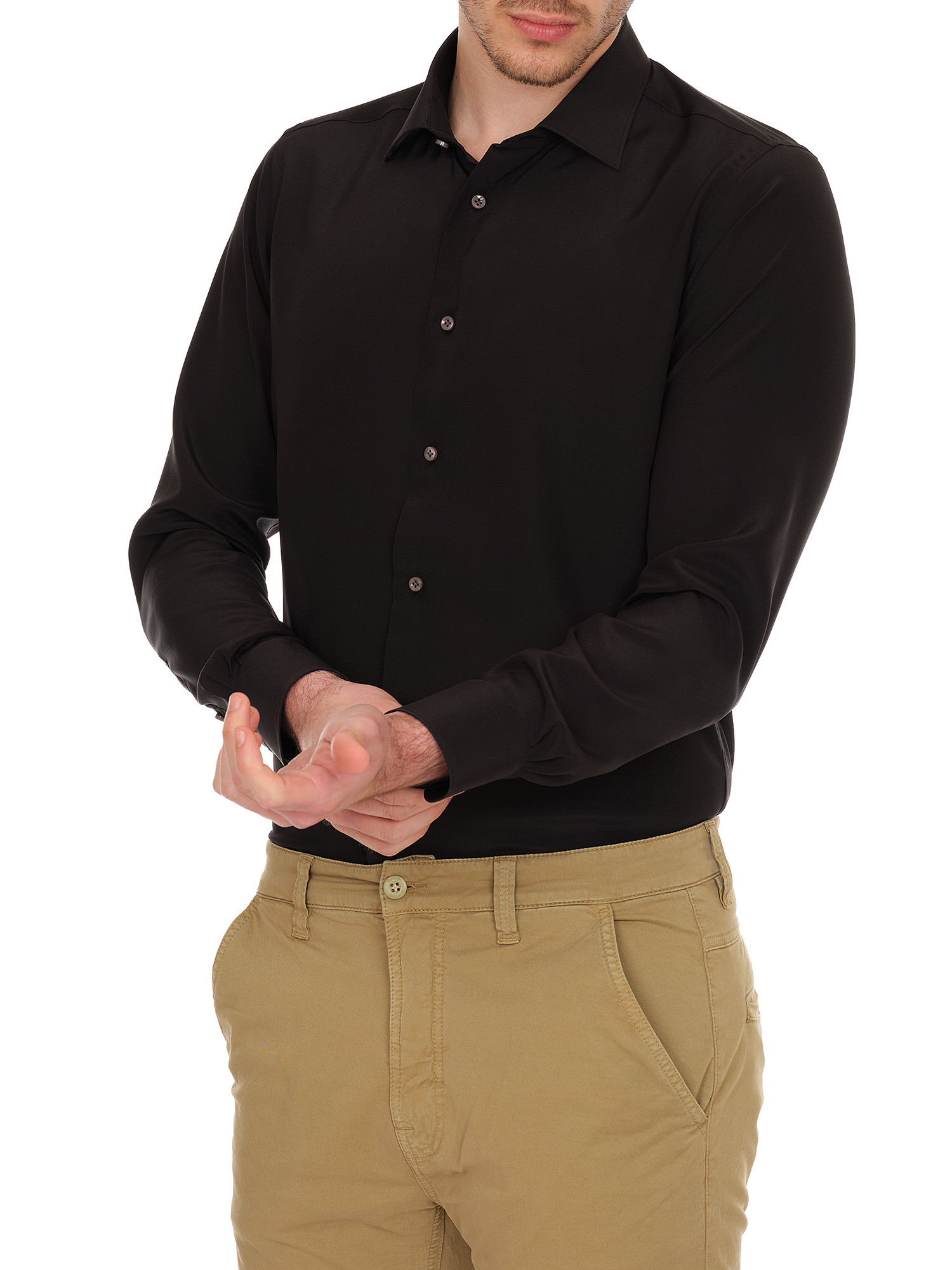 Camicia 100% Seta Colore Nero - Càrrel