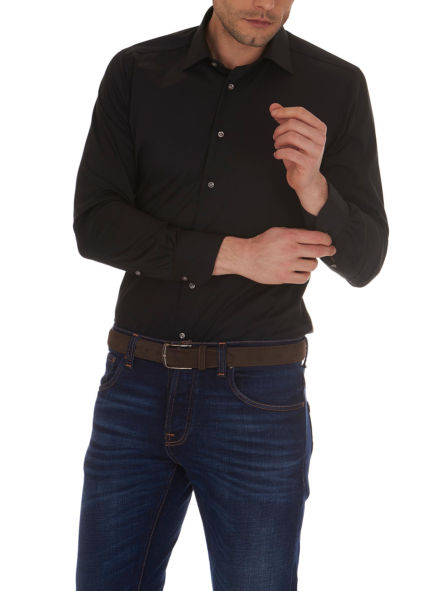 Càrrel - Camicia nera stretch e vestibilità slim