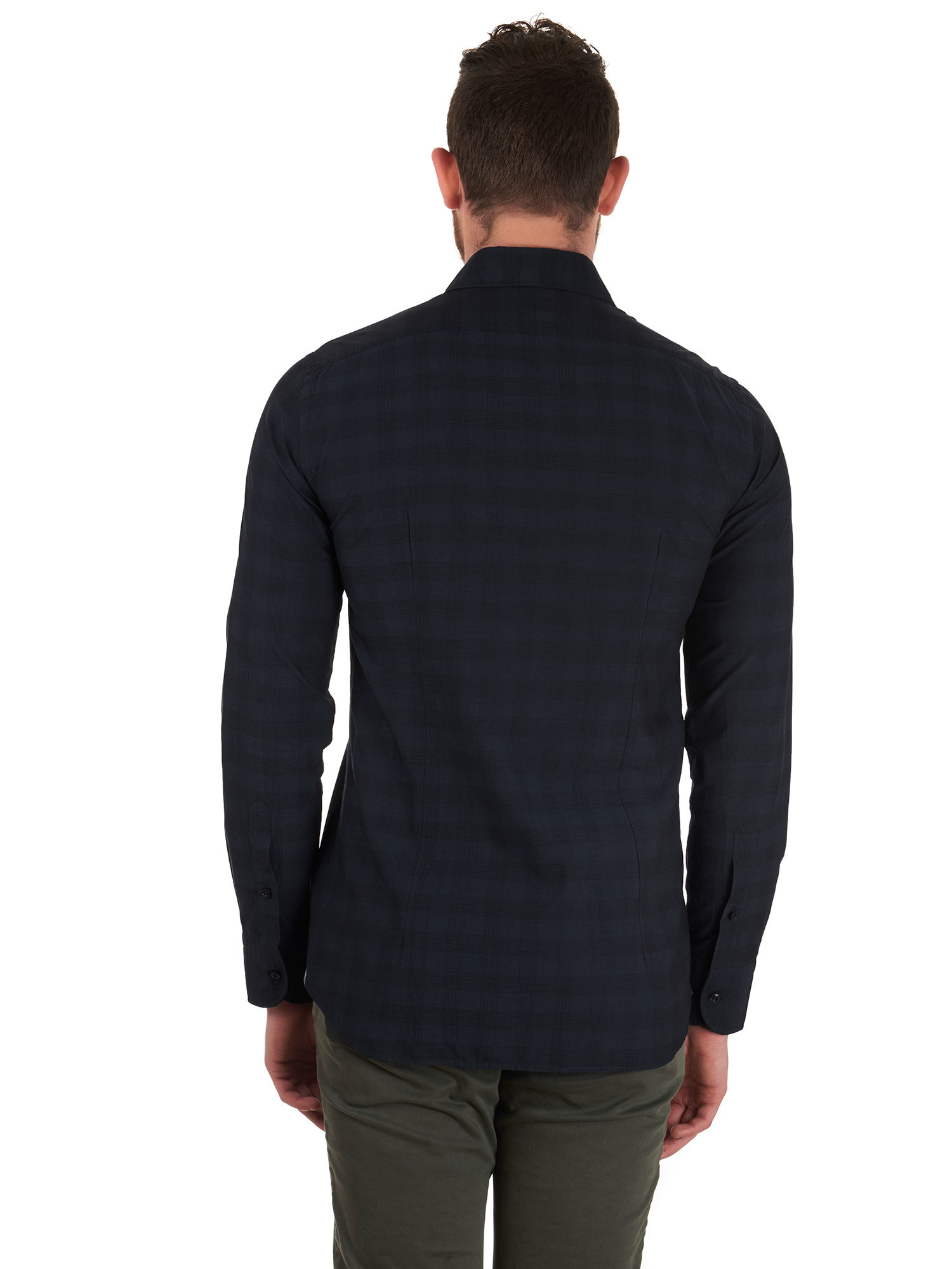 Delsiena Checked Blue Shirt with Contrasting Pattern