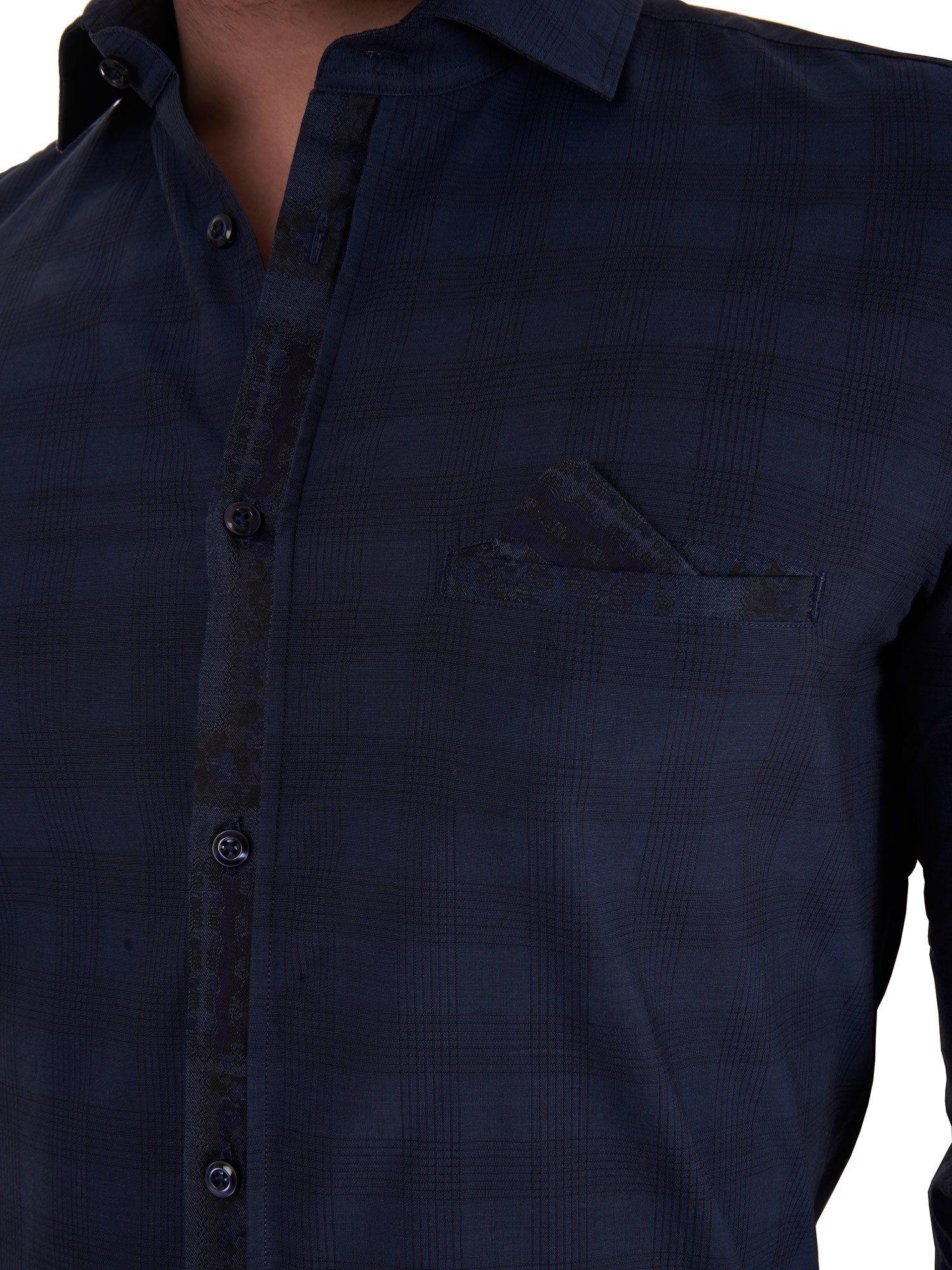 Delsiena Checked Blue Shirt with Contrasting Pattern