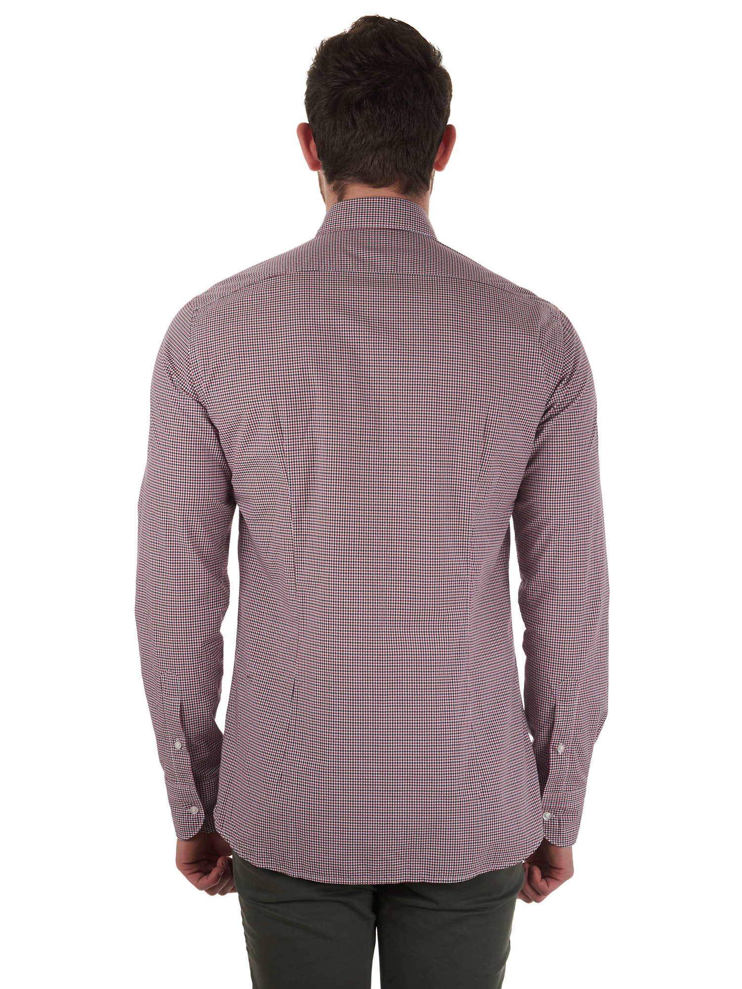 White, red and black checked shirt with button-down collar - Delsiena