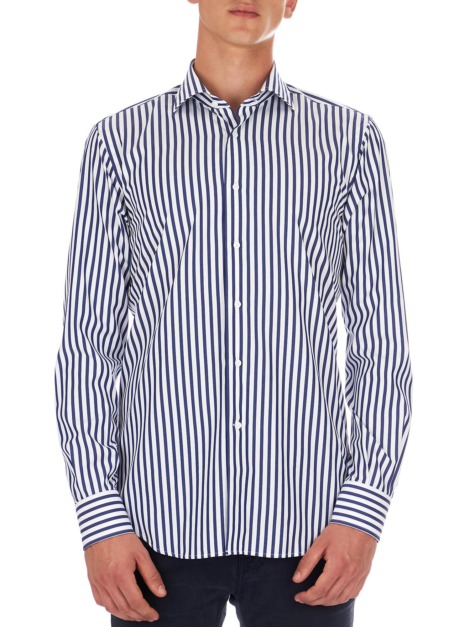 White and blue striped DELSIENA shirt in pure cotton