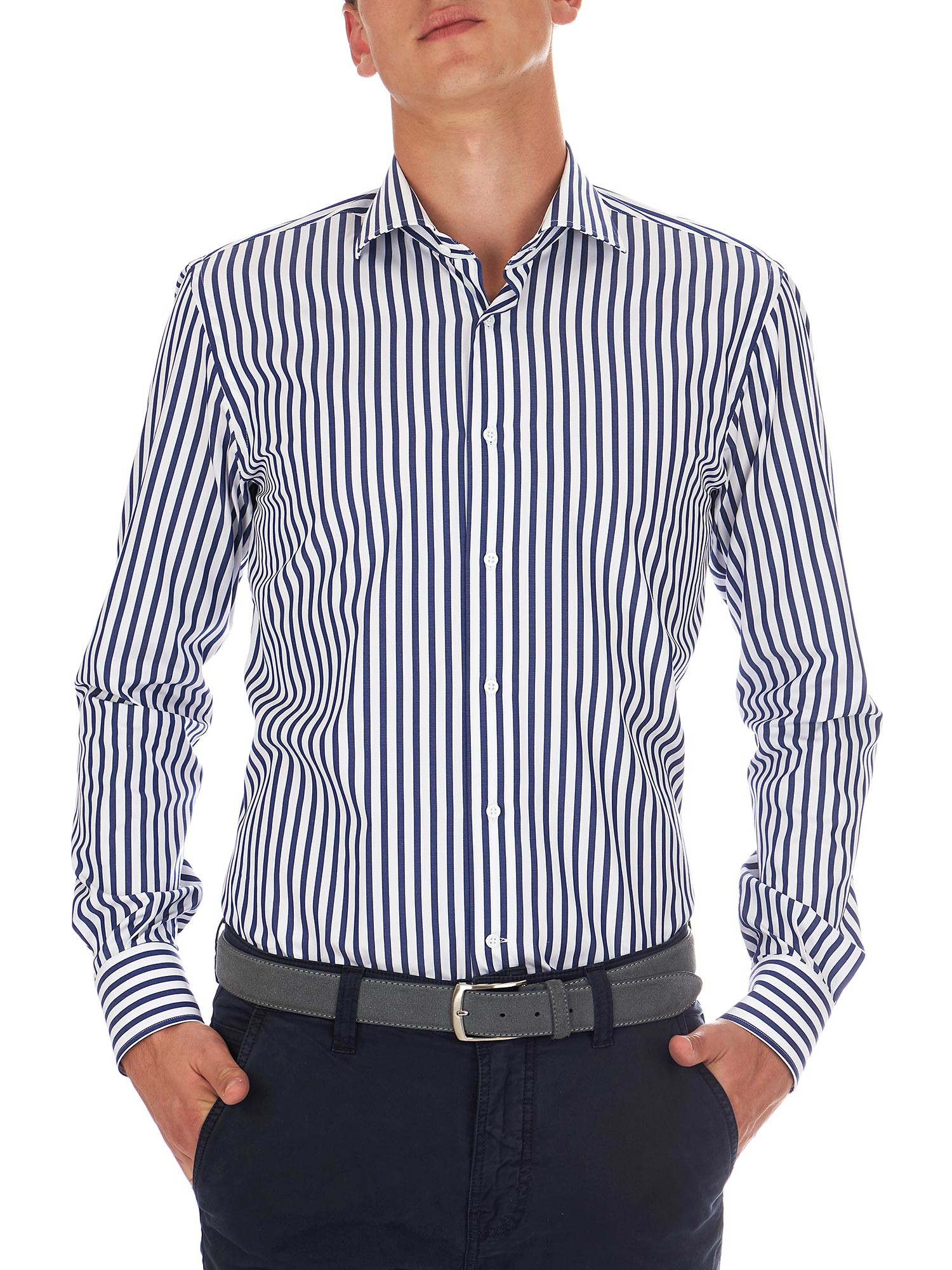 White and blue striped DELSIENA shirt in pure cotton