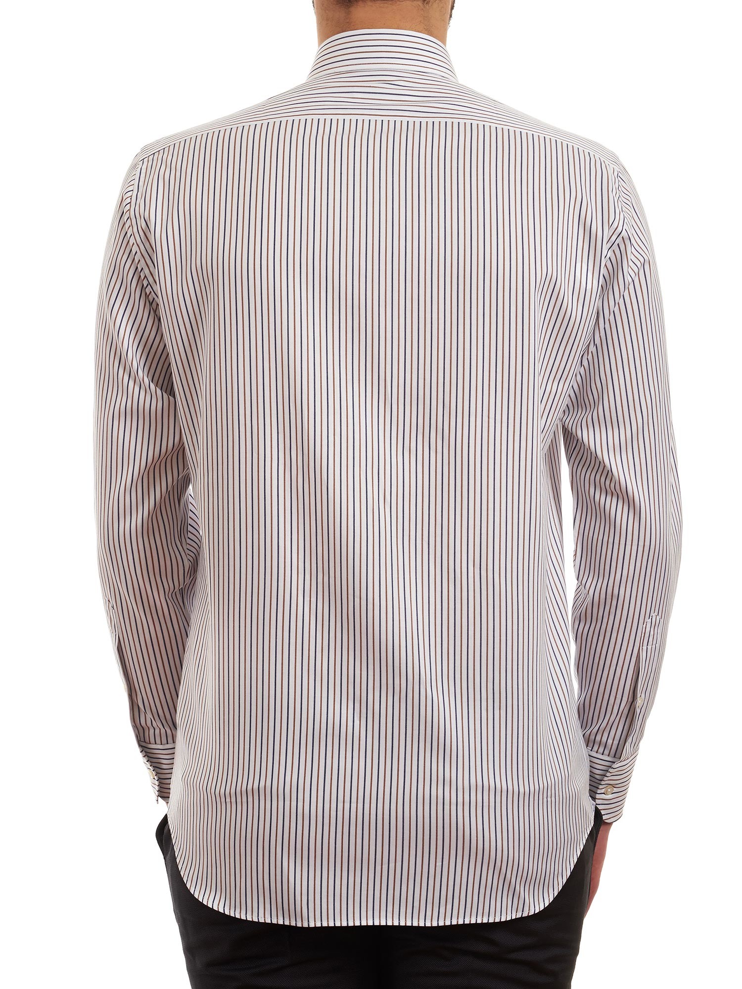 Gestreifte Herrenhemd Baumwolle Button-down Kragen Delsiena