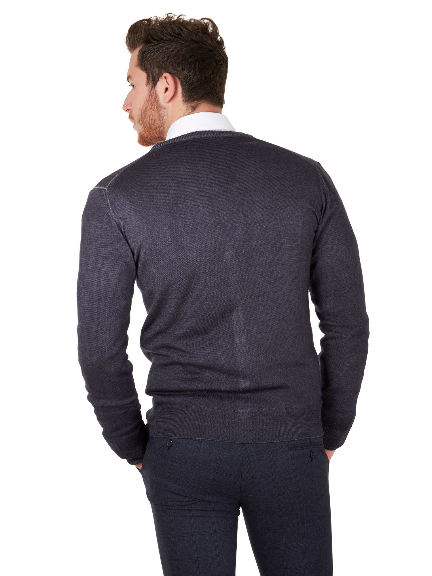 Dark gray Cardigan for men Exibit merino wool