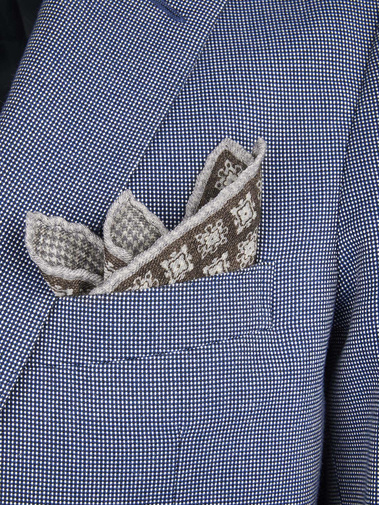 Brown wool pocket handkerchief double face Rosi Collection Made in Italy