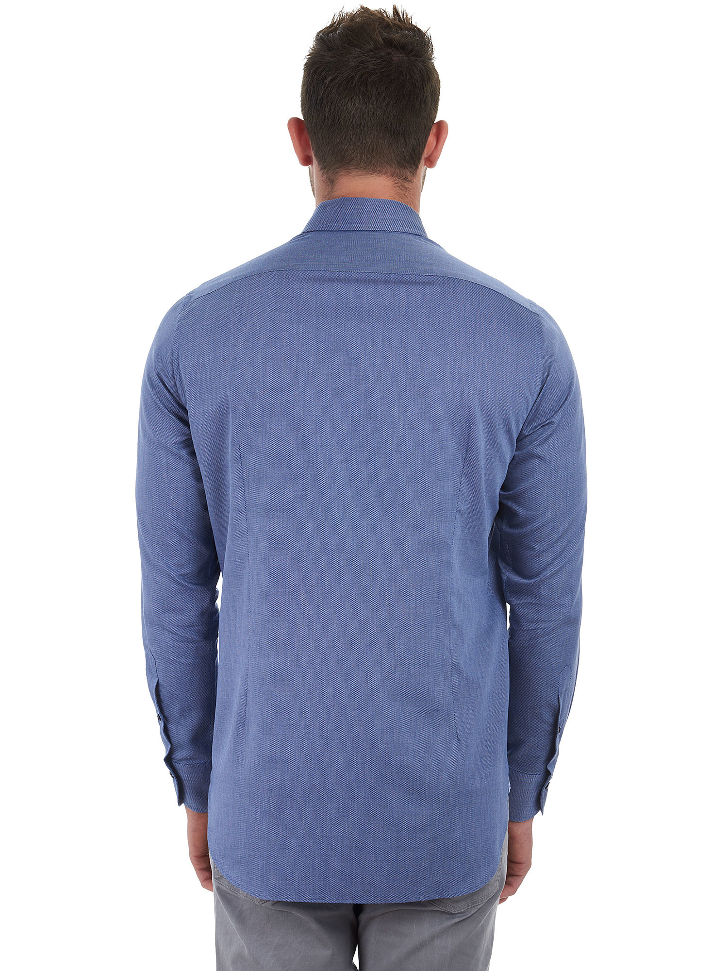 Carrel shirt made of Giro Inglese Dusty blue fabric