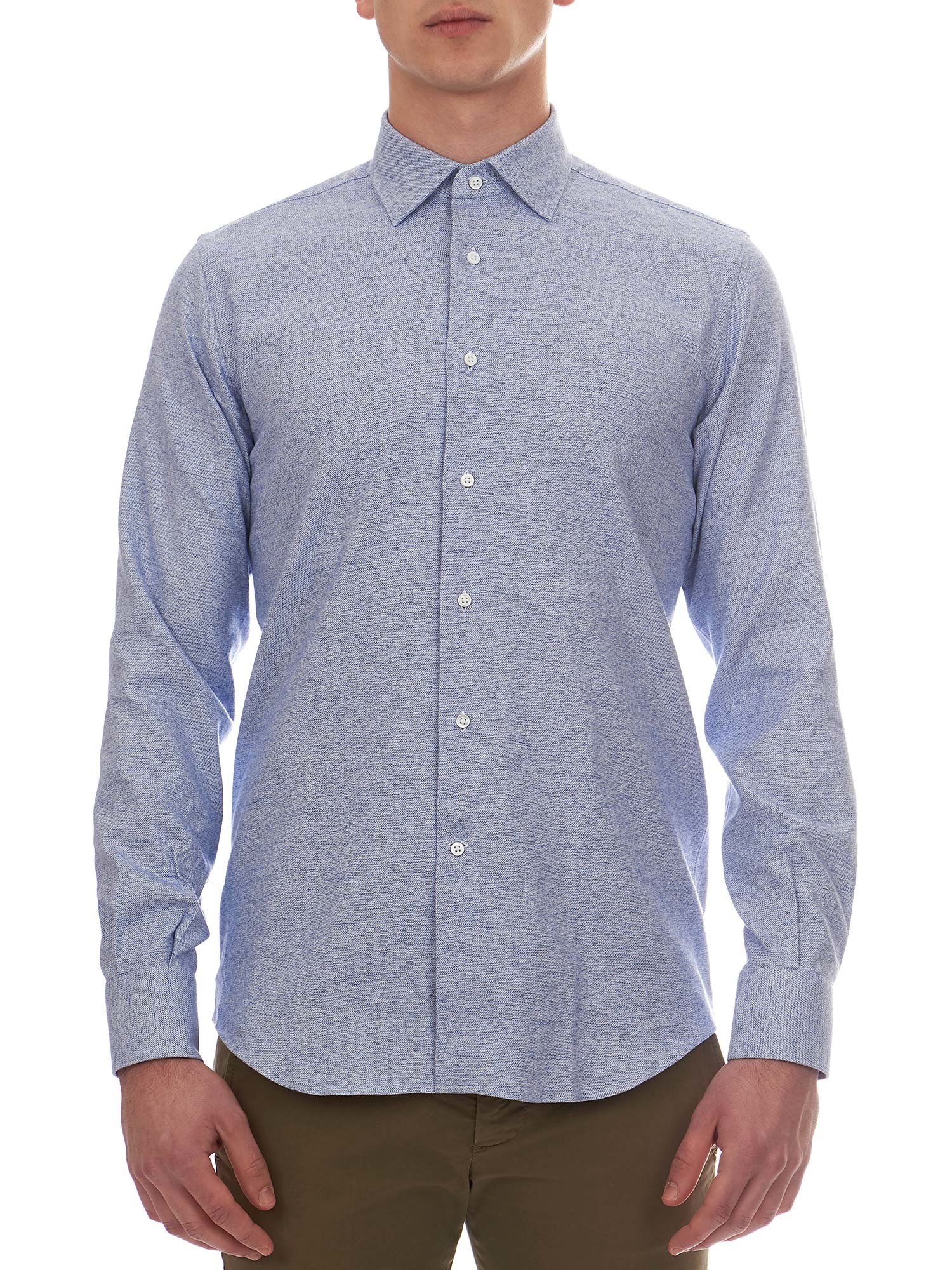Plain blue flannel shirt - Del Siena