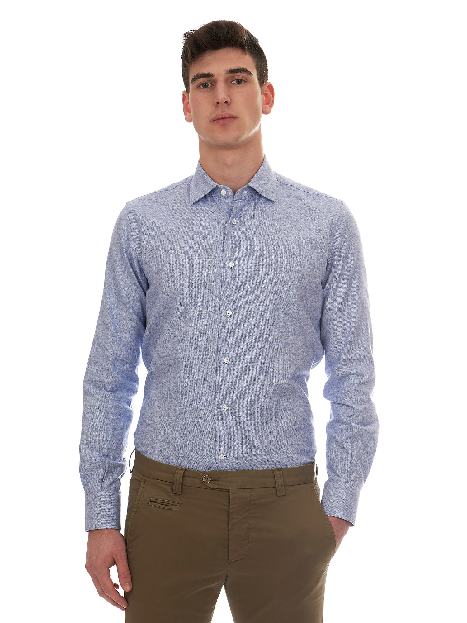 Plain blue flannel shirt - Del Siena