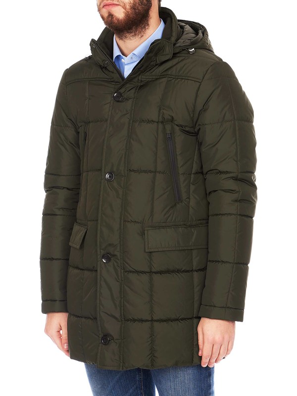 A.G. & FROG - Giaccone verde trapuntato con cappuccio