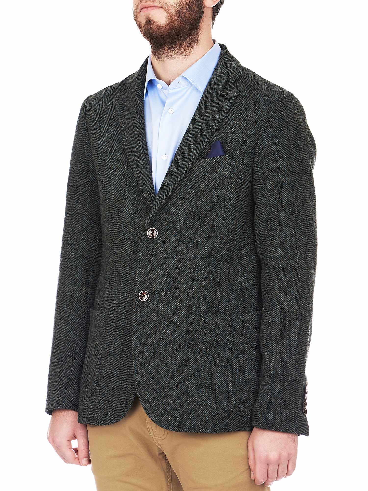 Giacca uomo verde chevron a 2 bottoni - G.H.
