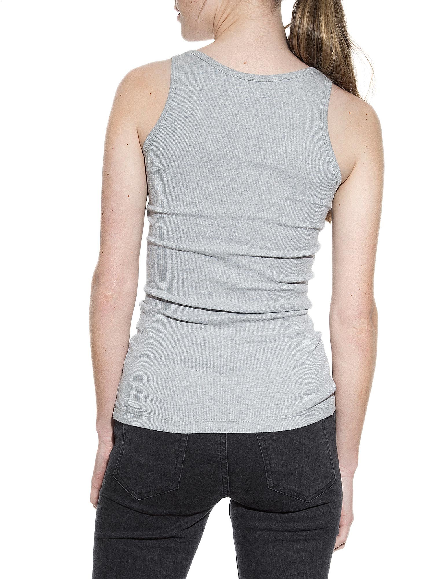 Gray stretch cotton ribbed tank top - Bread&Boxers