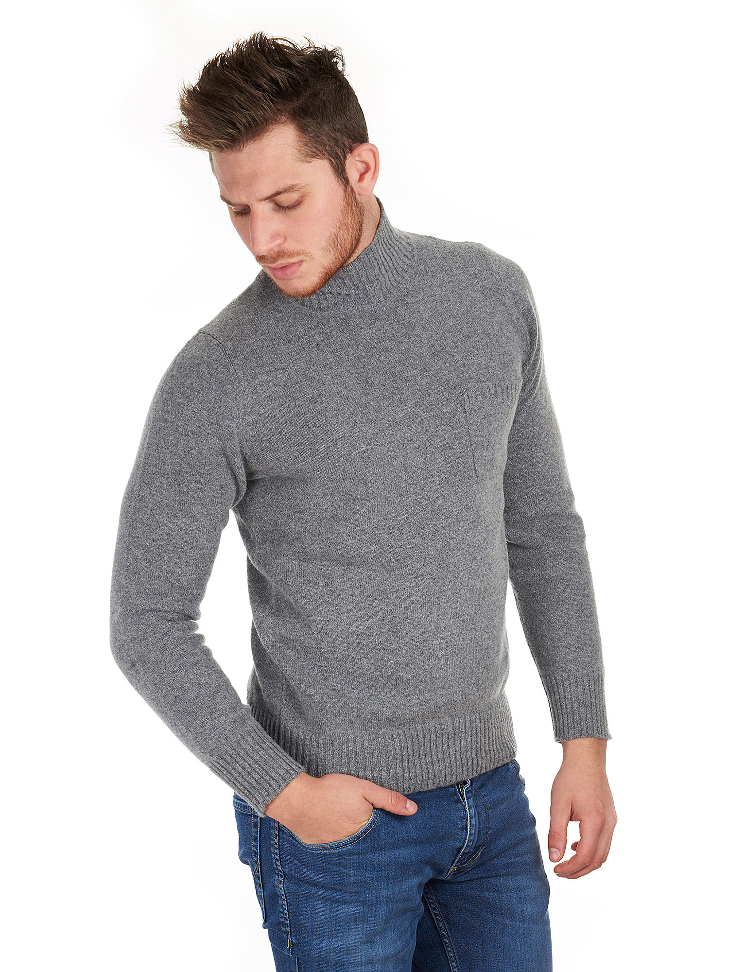 Extrafine gray wool sweater with turtleneck Maurizio Pacini