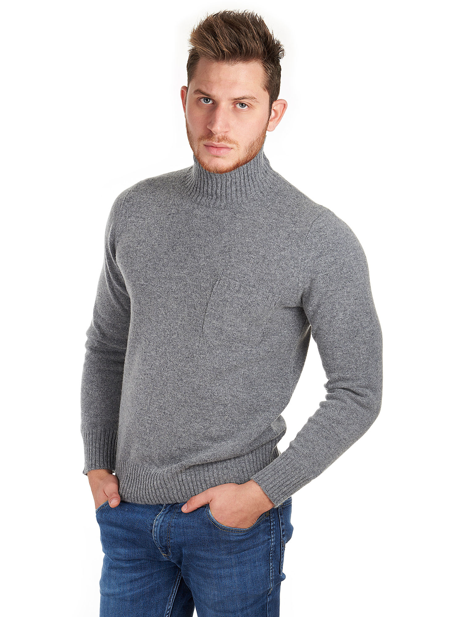Extrafine gray wool sweater with turtleneck Maurizio Pacini