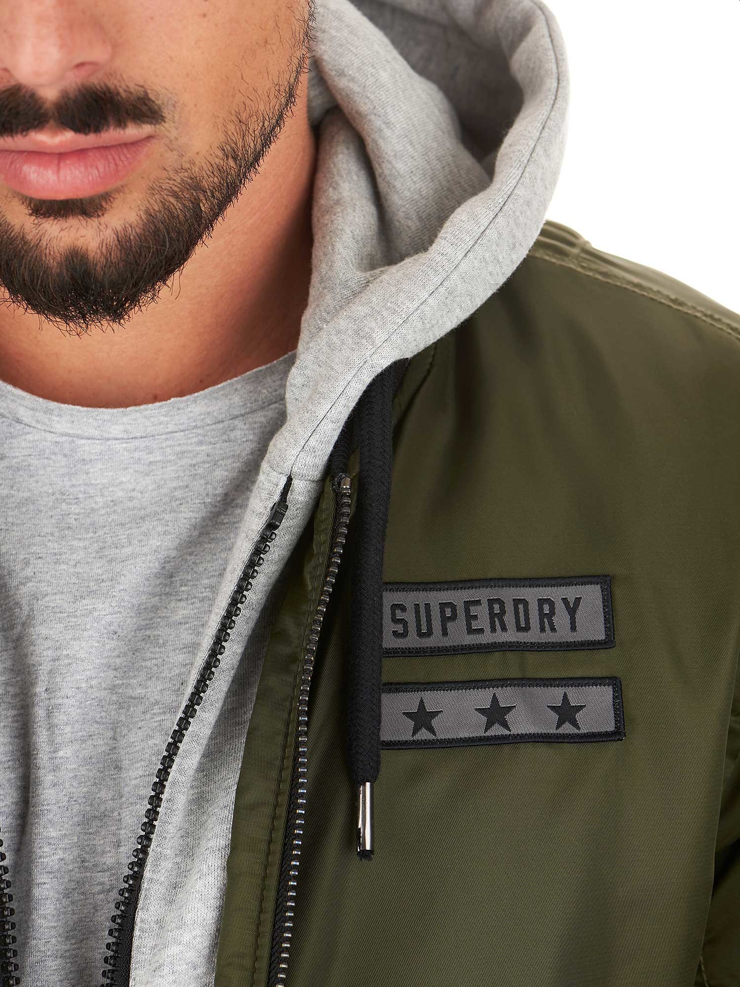 Superdry - Green aviator hooded bomber