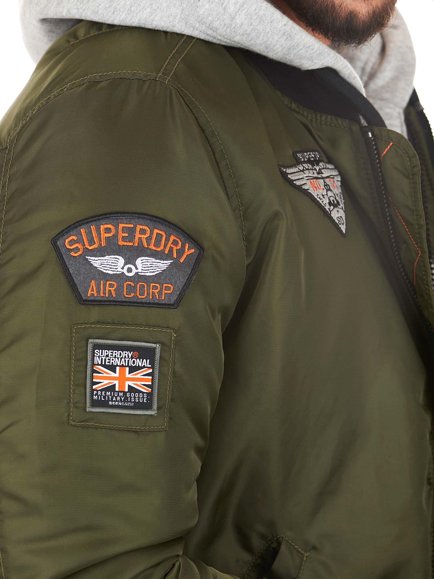 Superdry - Green aviator hooded bomber