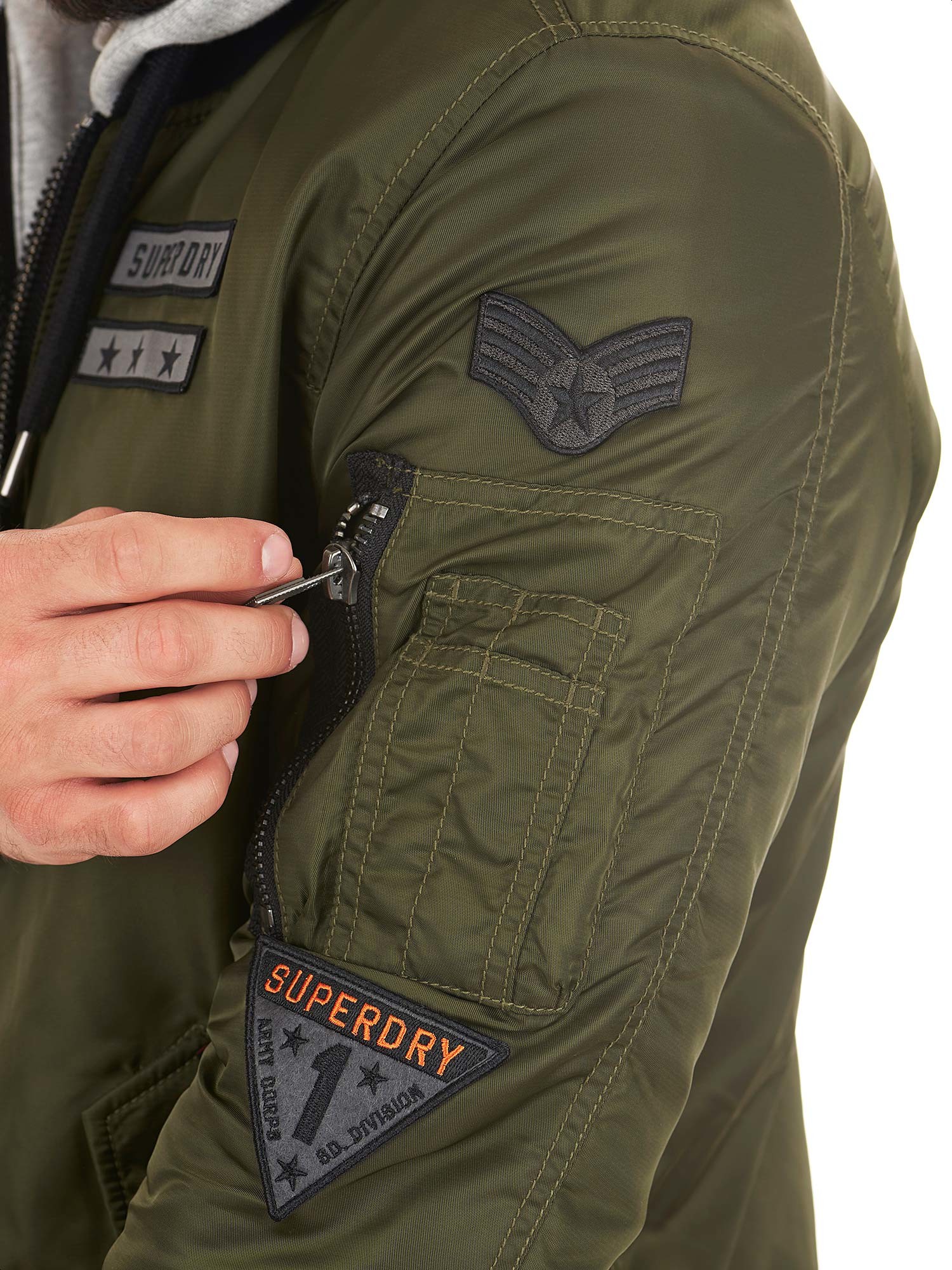 Superdry - Green aviator hooded bomber