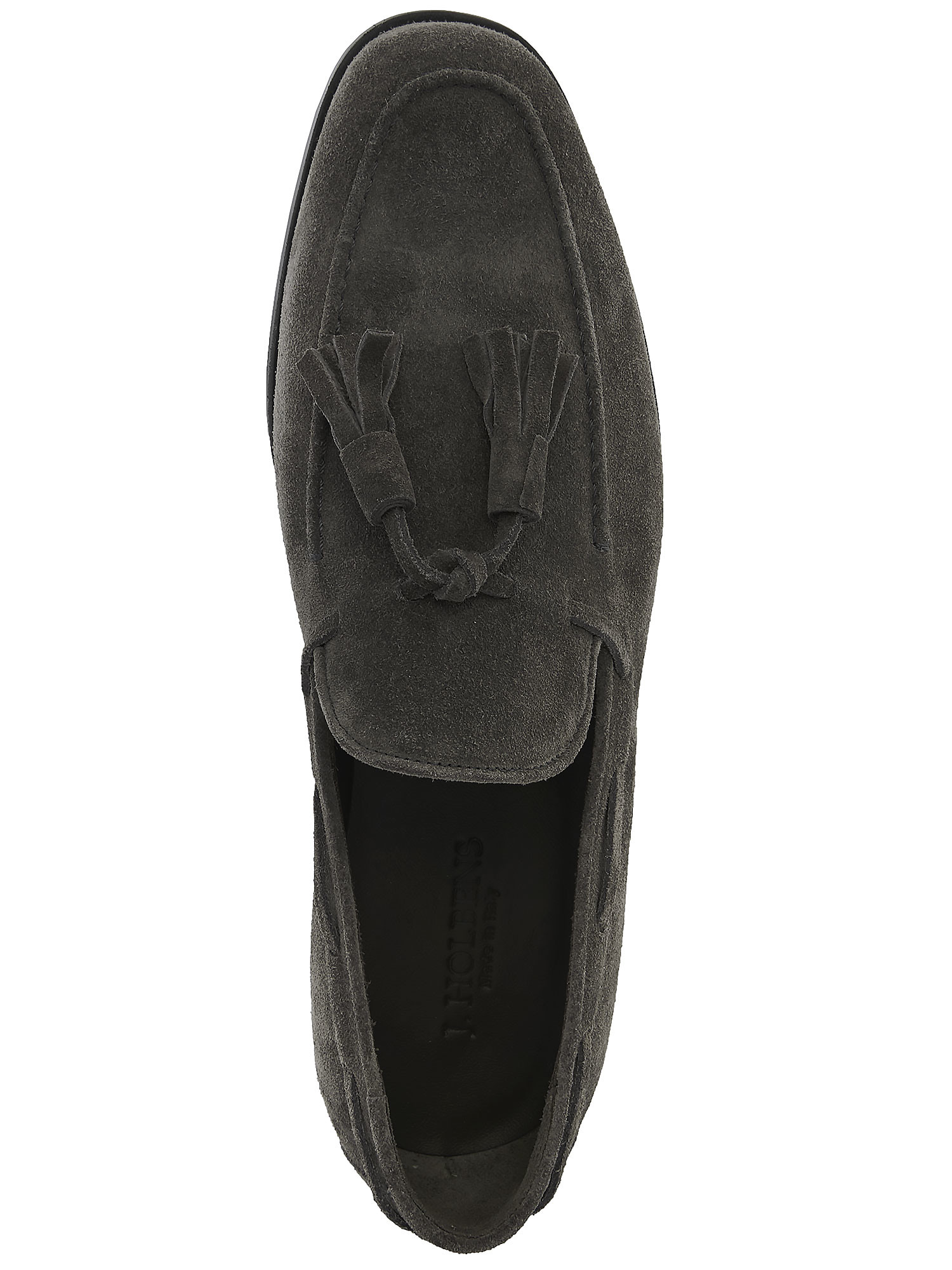 Loafers for men in dark grey suede with tassels J. Holbens
