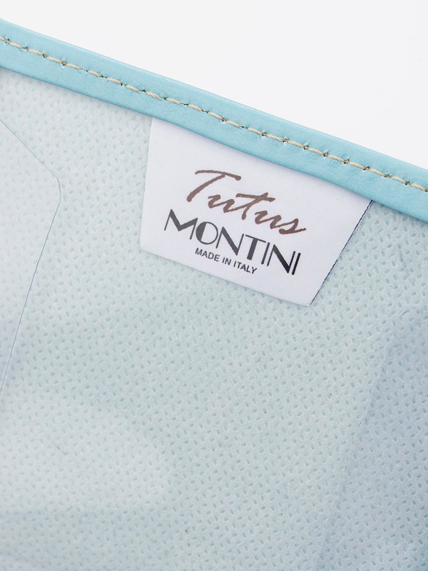 Sky blue surgical mask holder in real leather - Tutus