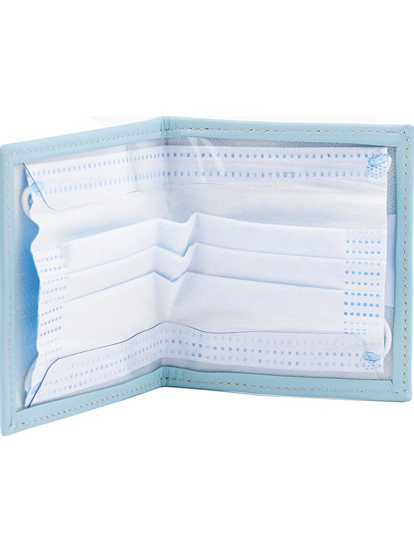 Sky blue surgical mask holder in real leather - Tutus