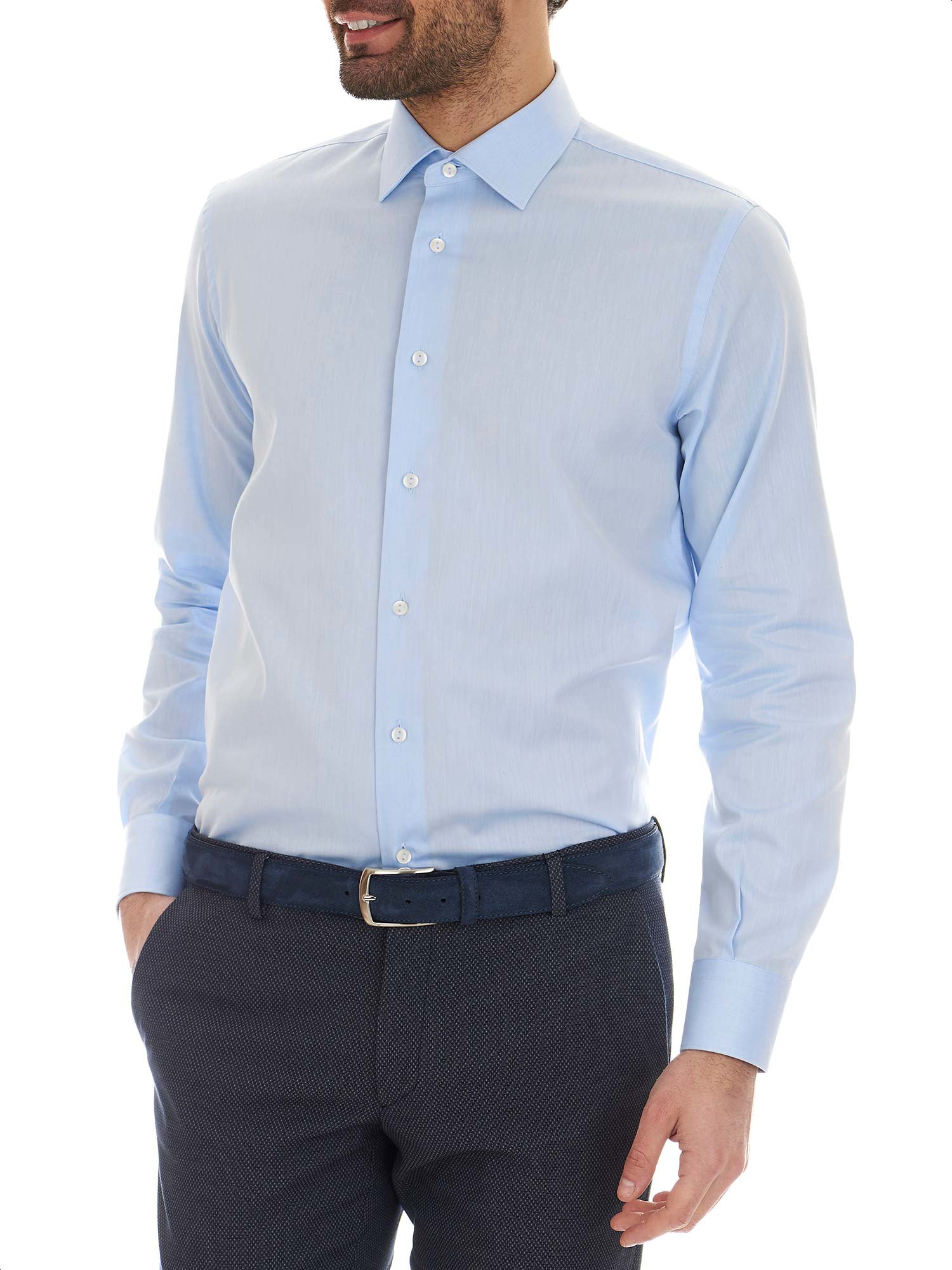 Marcus - "No Iron" light blue shirt