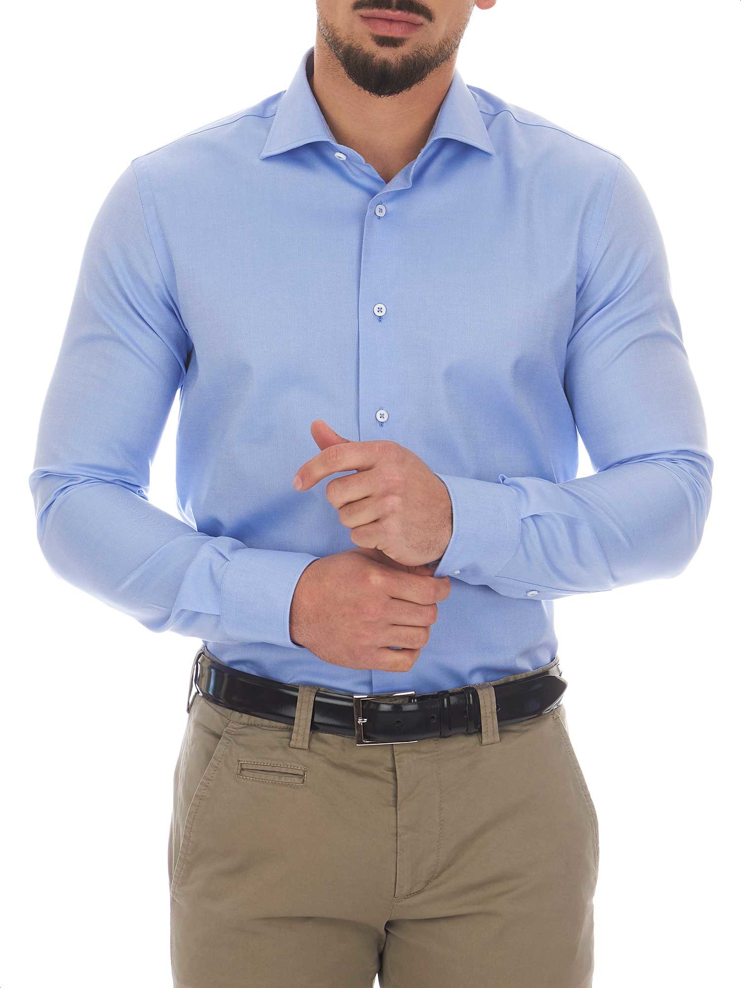 Light blue shirt for men with cutaway collar - Del Siena