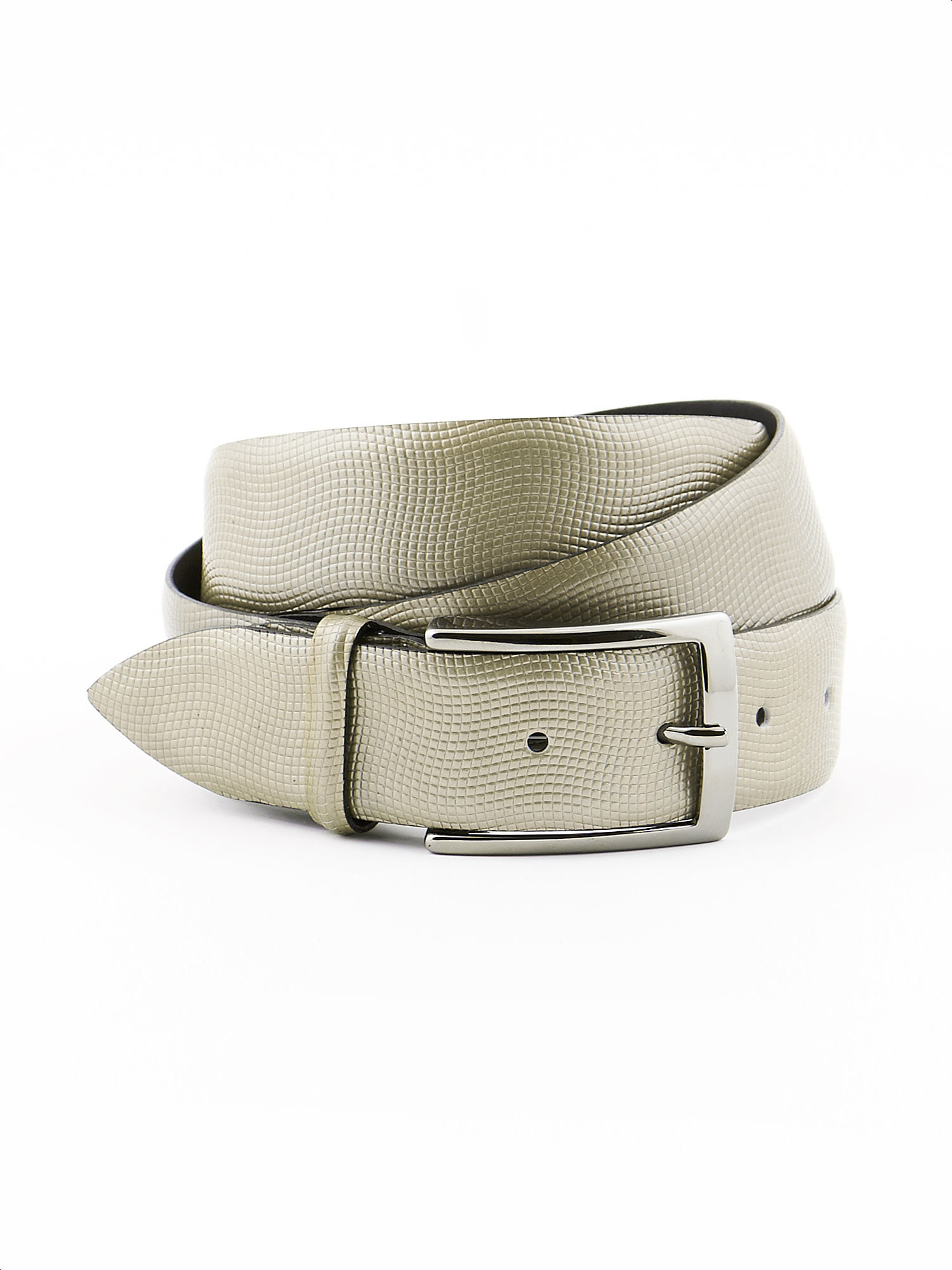 Gray formal belt in genuine leather - PDM