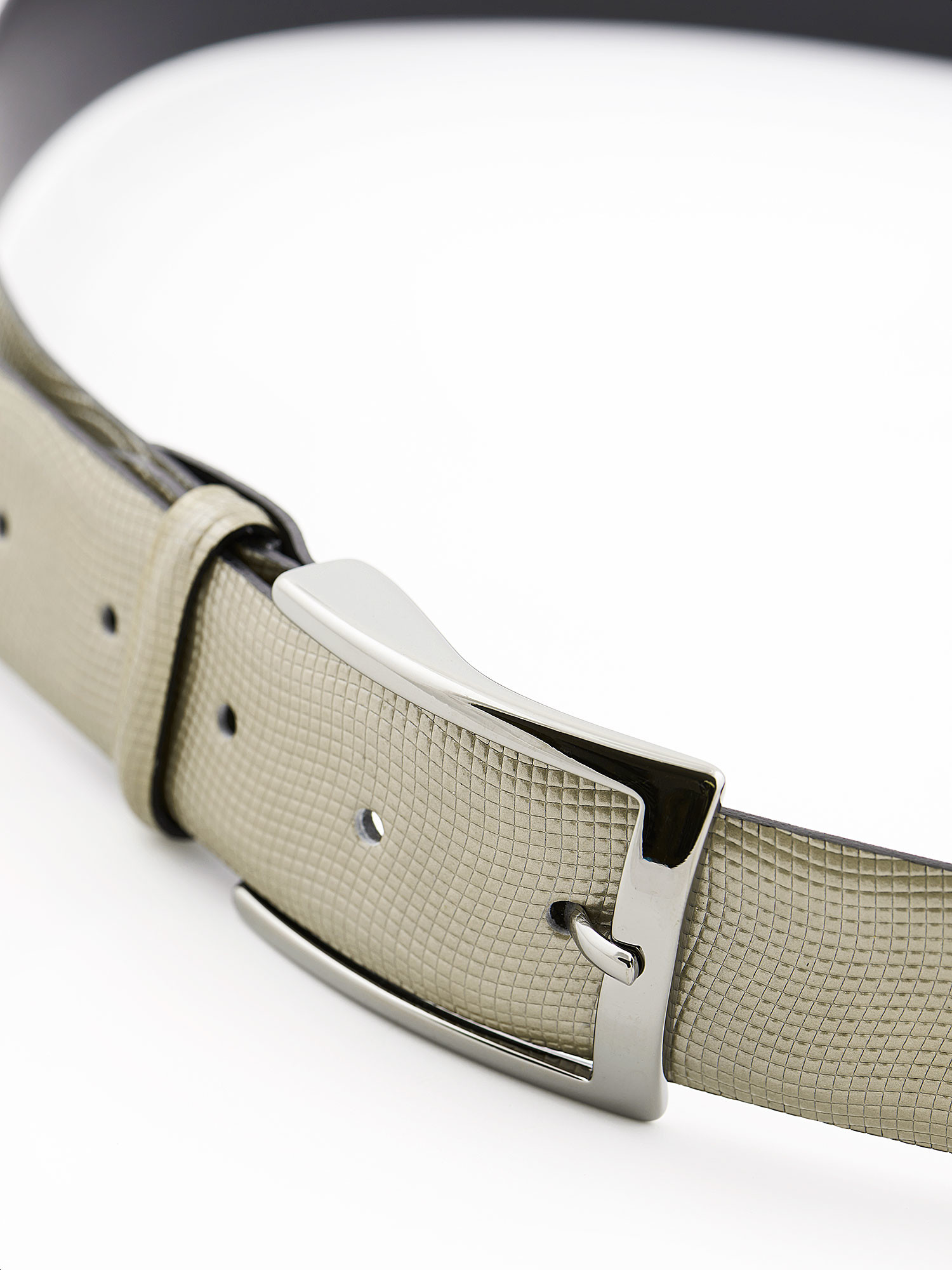 Gray formal belt in genuine leather - PDM