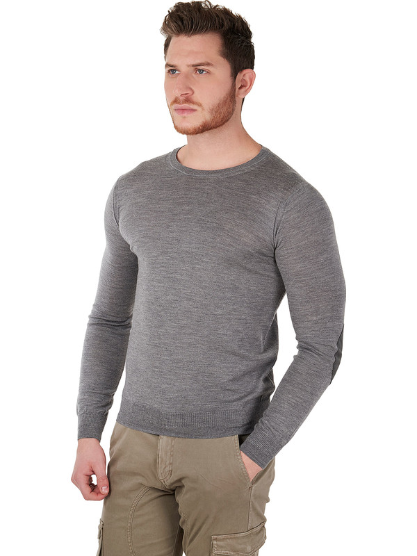 100% merino wool grey sweater for men Made in Italy