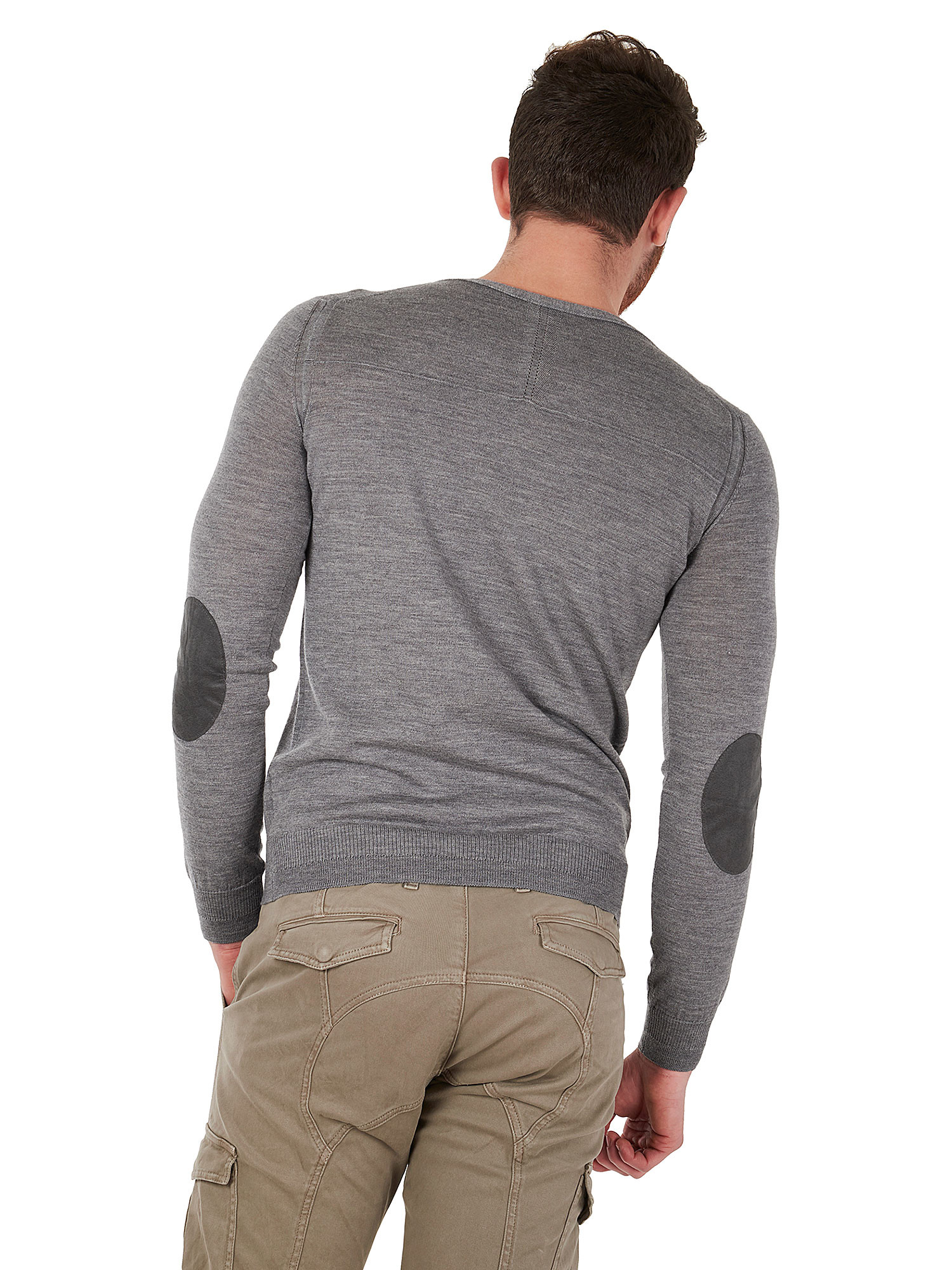 100% merino wool grey sweater for men Made in Italy