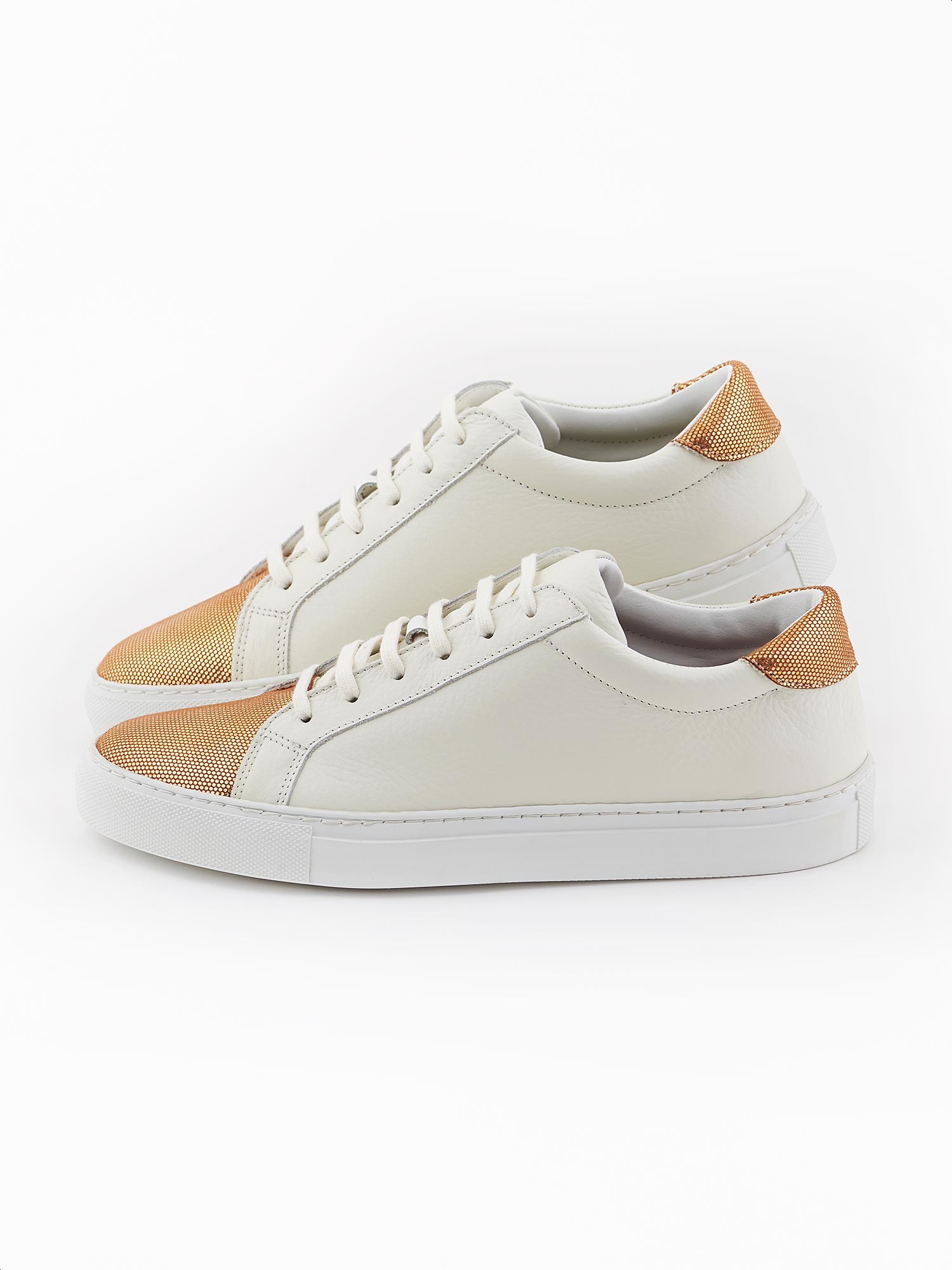 Wally Walker - White and gold women's sneakers