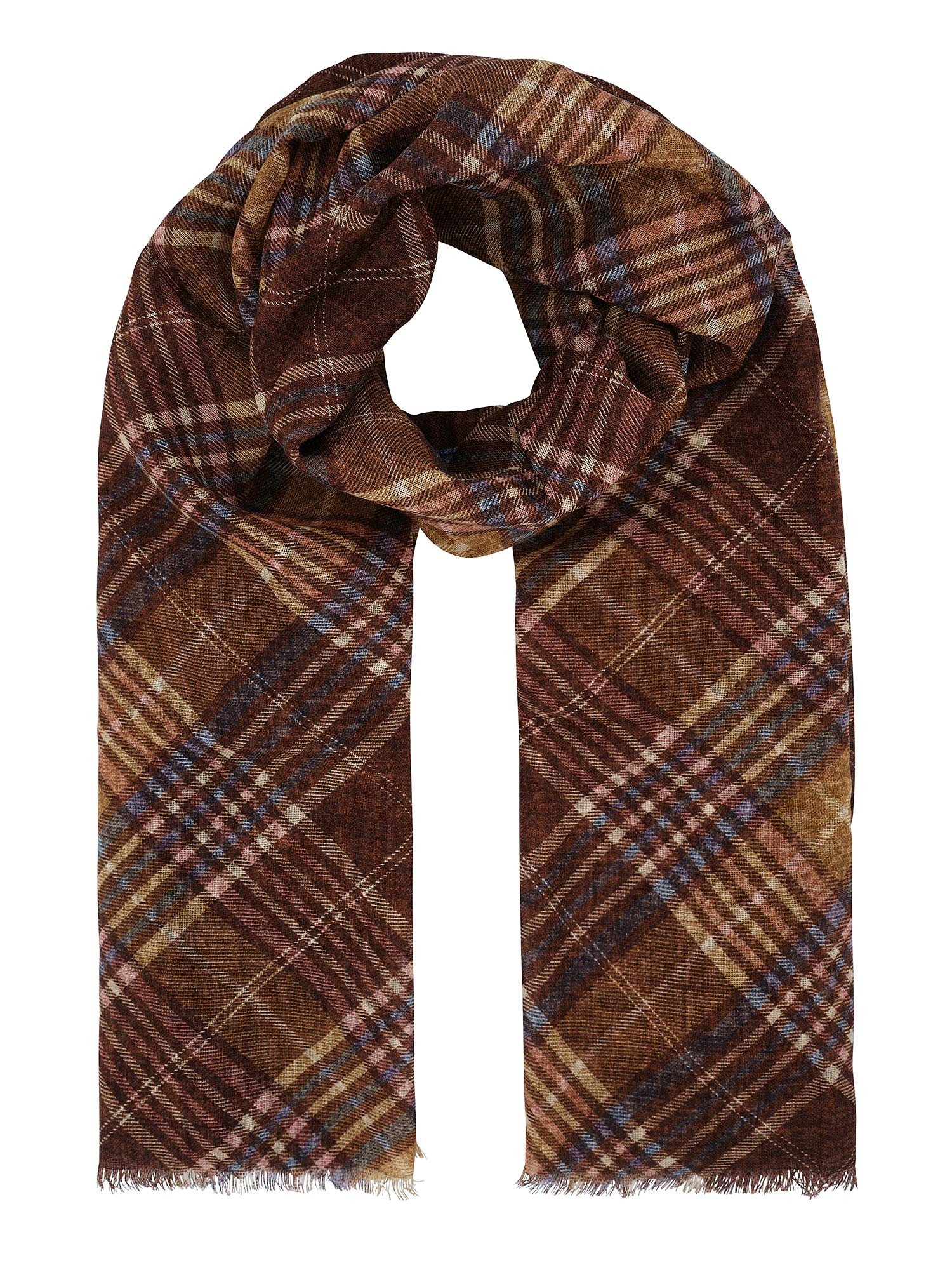Rosi - Brown checked wool scarf