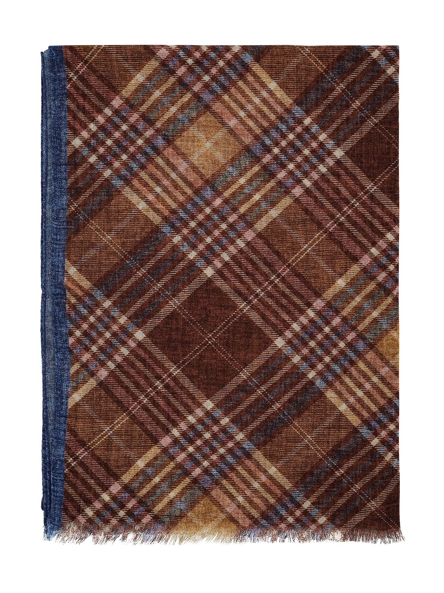 Rosi - Brown checked wool scarf