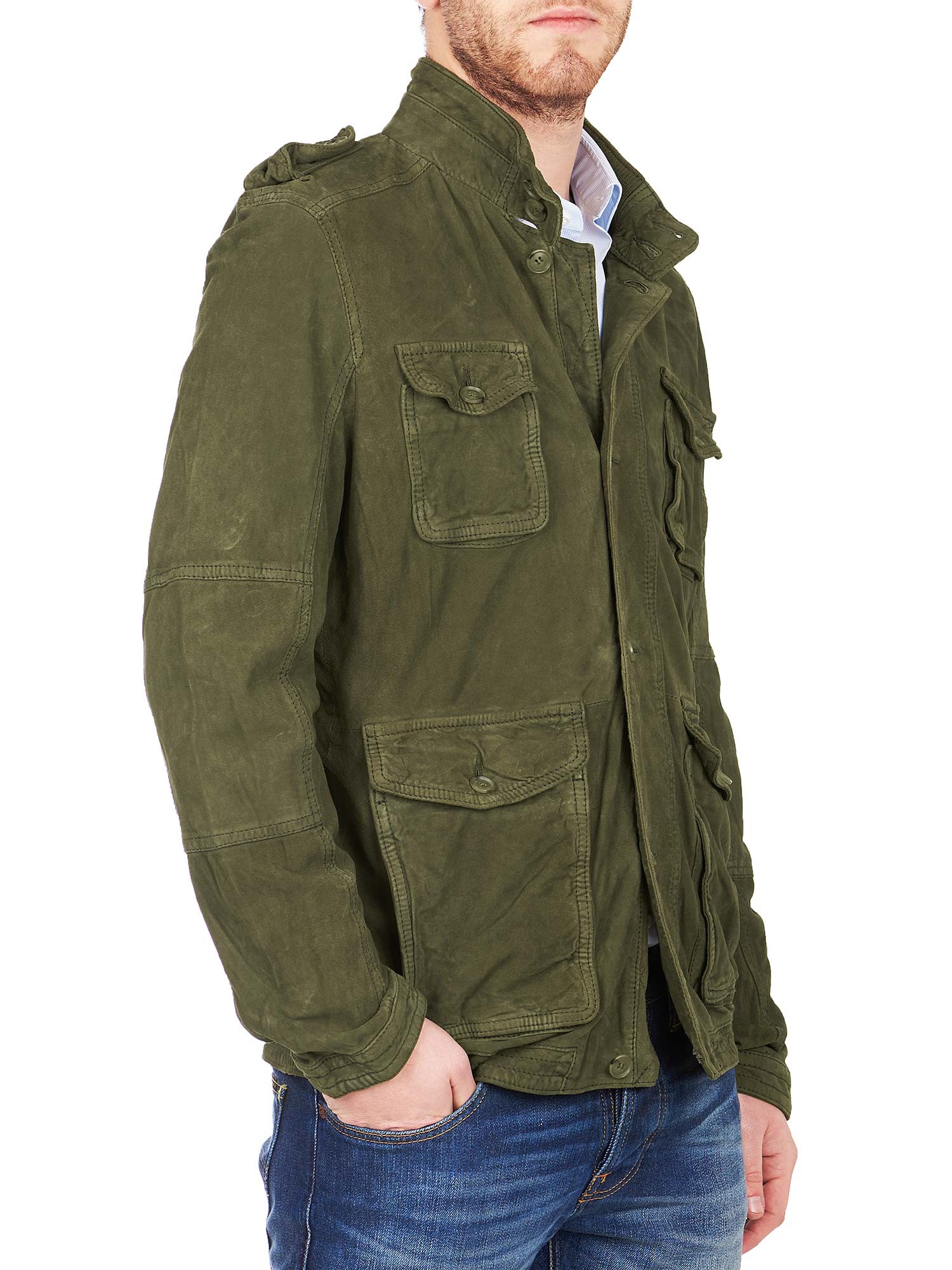 Andrea D'Amico - Green field jacket in washed suede